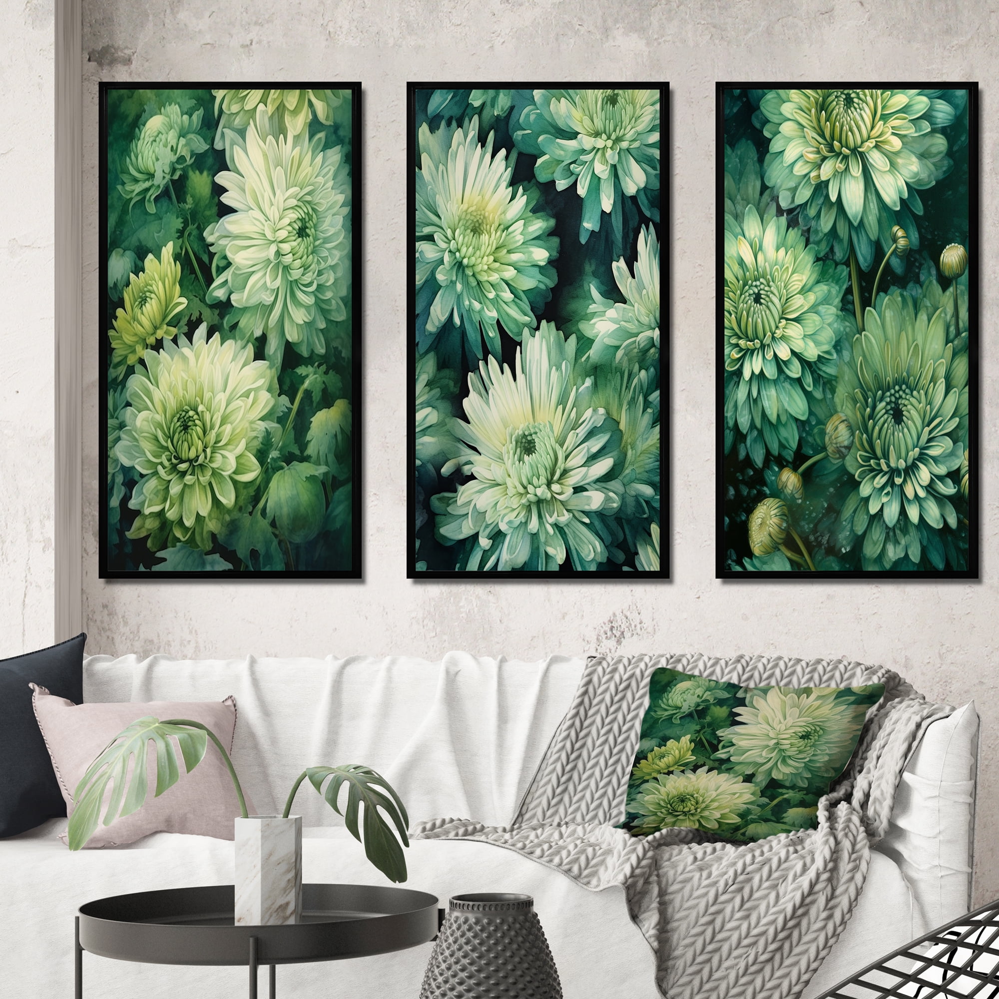 Designart "Nature s Melody in Chrysanthemums II" Floral Framed Wall Art ...