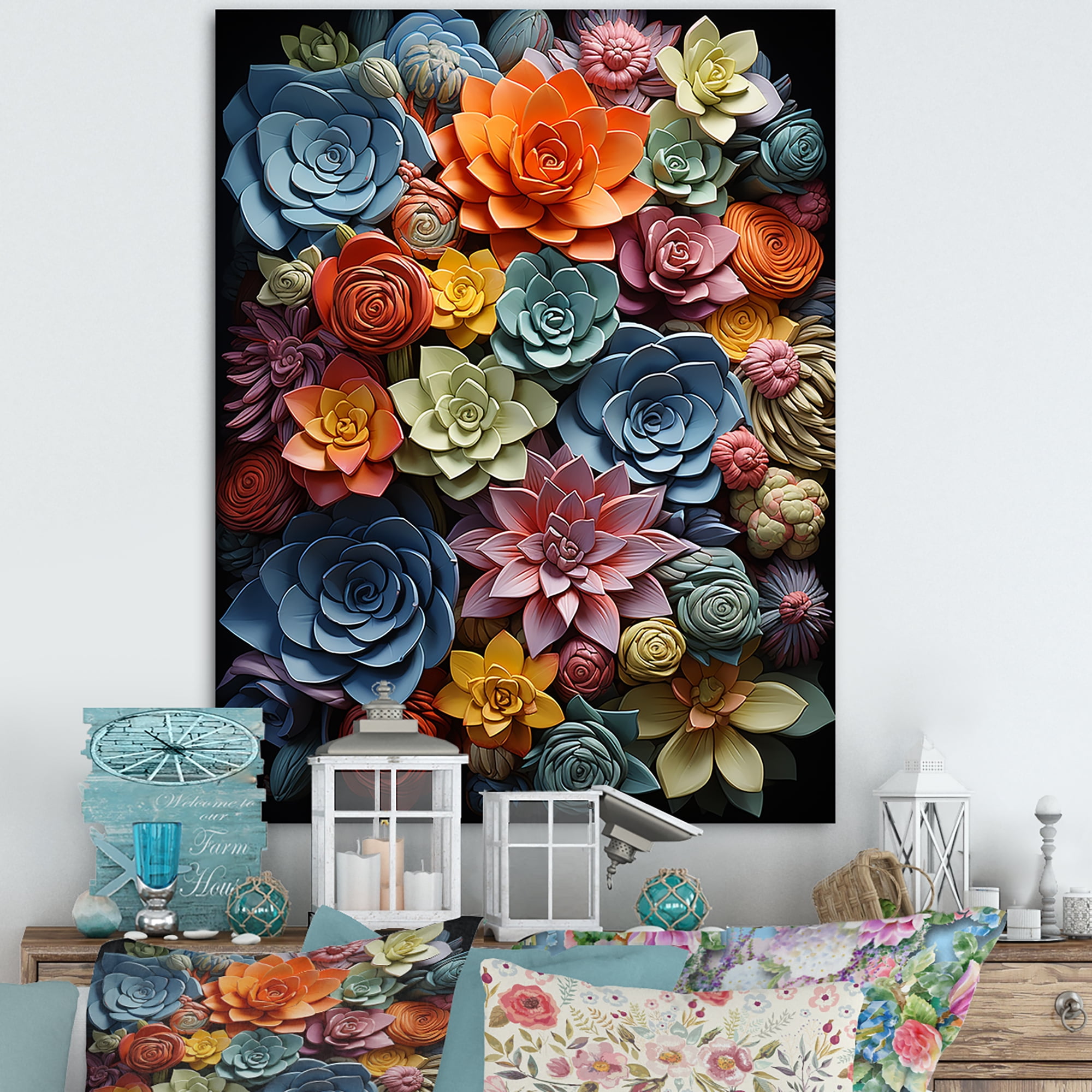 Designart "Nature s Resilience Colorful Succulents" Floral & Botanical ...