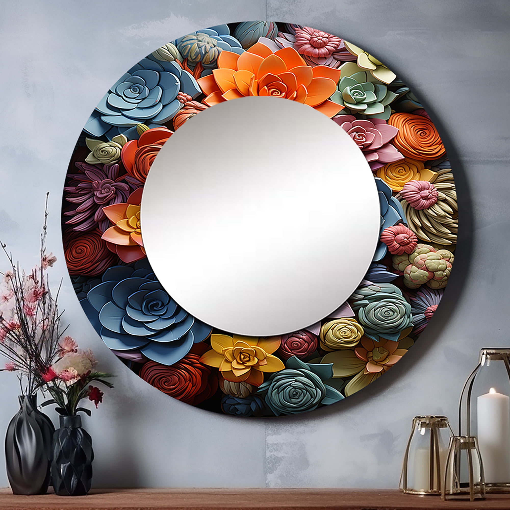 Designart "Nature s Resilience Colorful Succulents" Floral Multi-Color ...