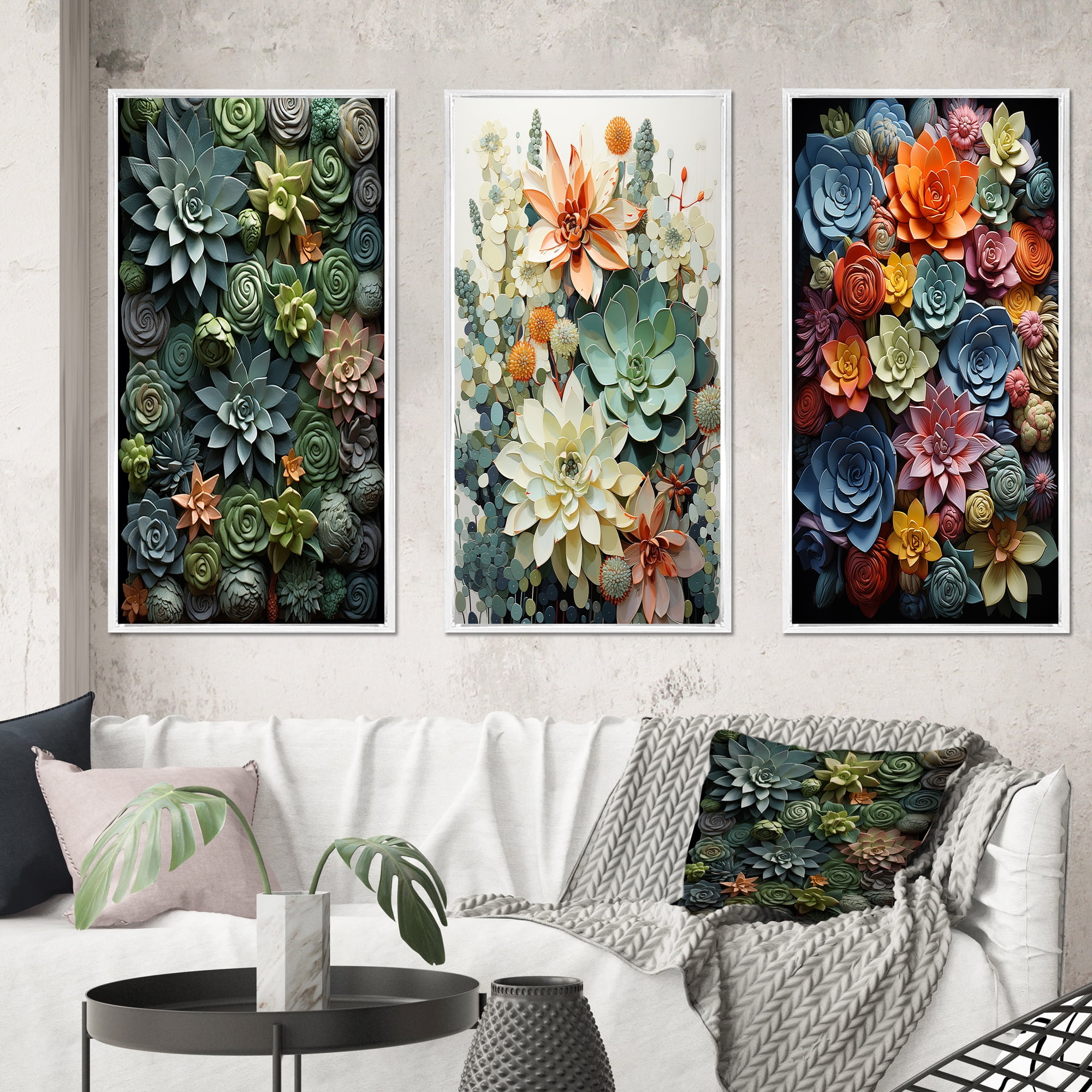 Designart "Nature s Sculptures Green Succulents" Floral & Botanical ...