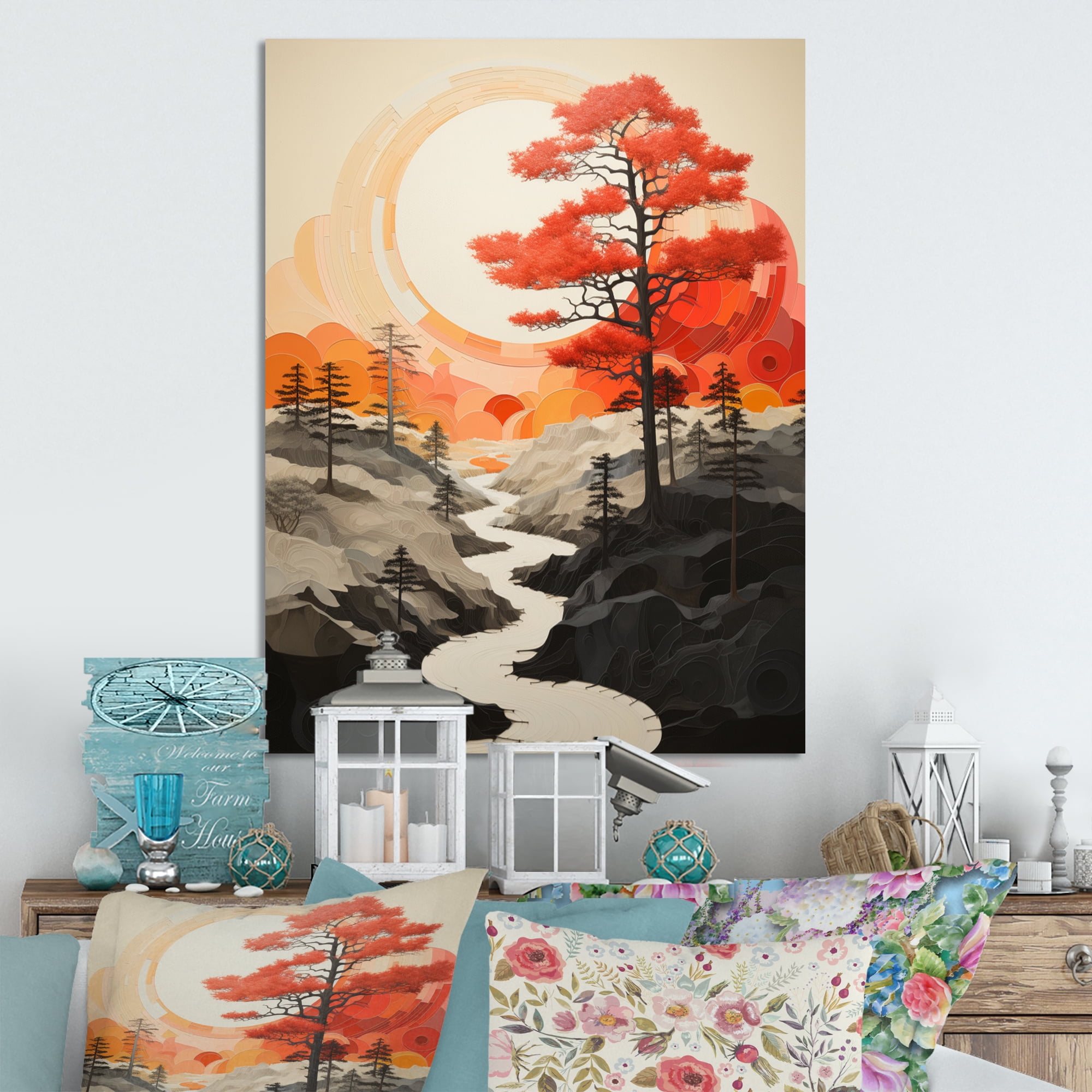 Designart "Natures Fountain Bold Geyser painting III" Landscape ...