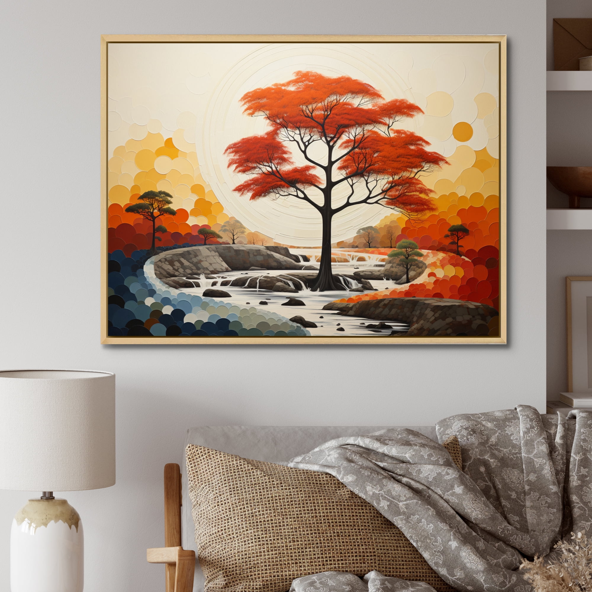 Designart "Natures Fountain Minimalism Geyser painting I" Landscapes ...