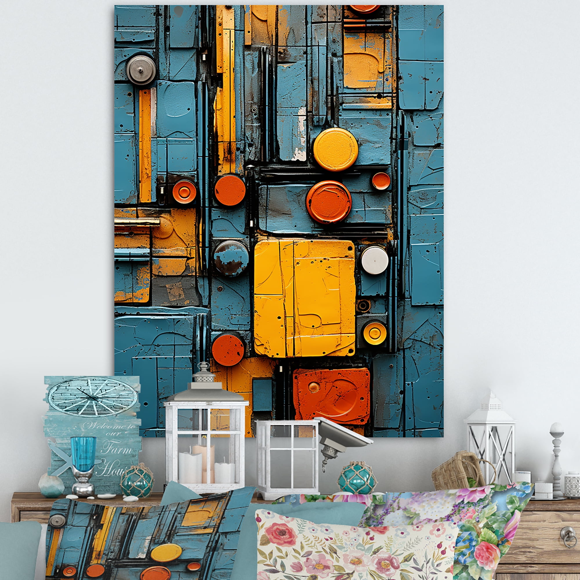 Designart "Ndebele Tribal Patterns in Blue" People Canvas Wall Art ...