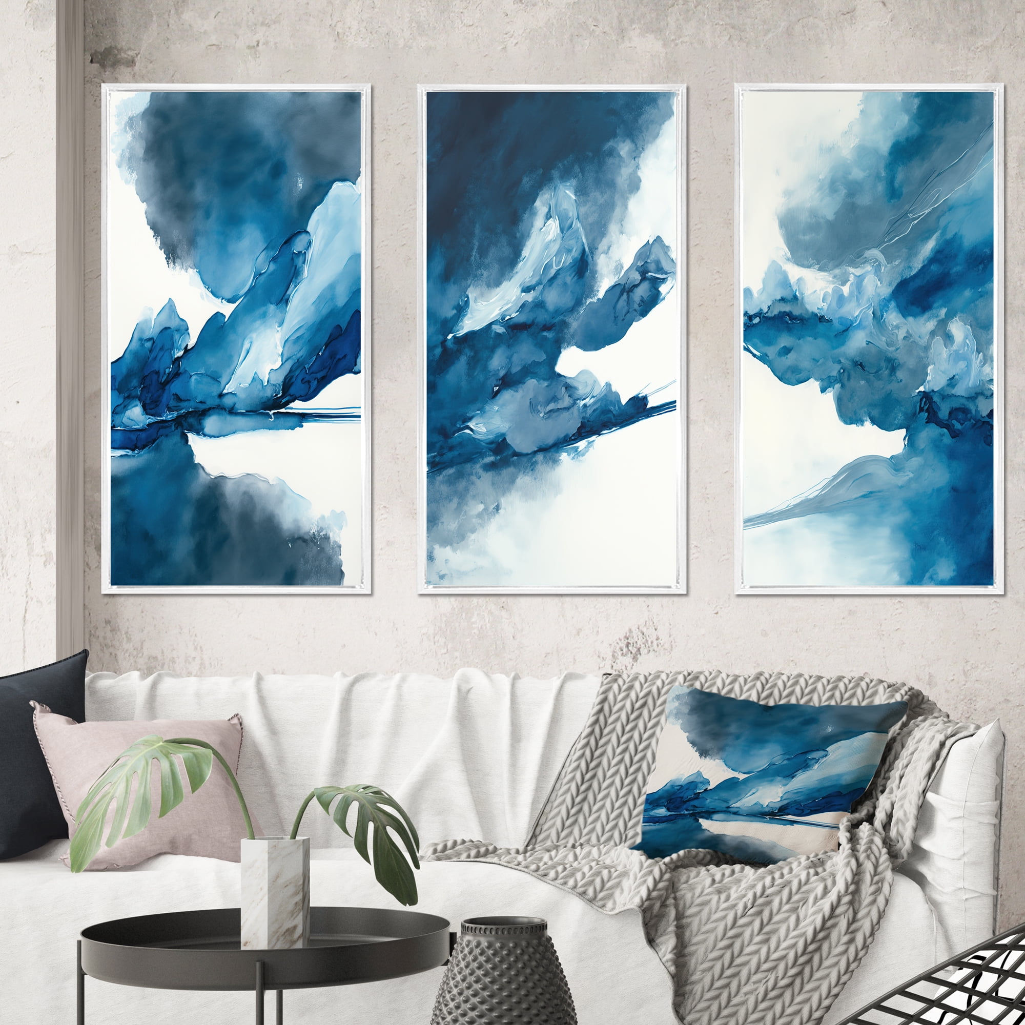 Designart "Nebulous Sapphire Skies - A Blue Odyssey I" Abstract Liquid ...