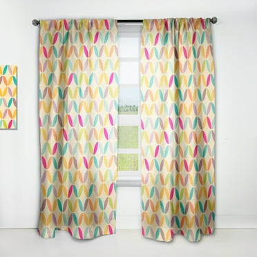 Designart 'Retro Triangular Design I' Mid-Century Modern Curtain Panel ...