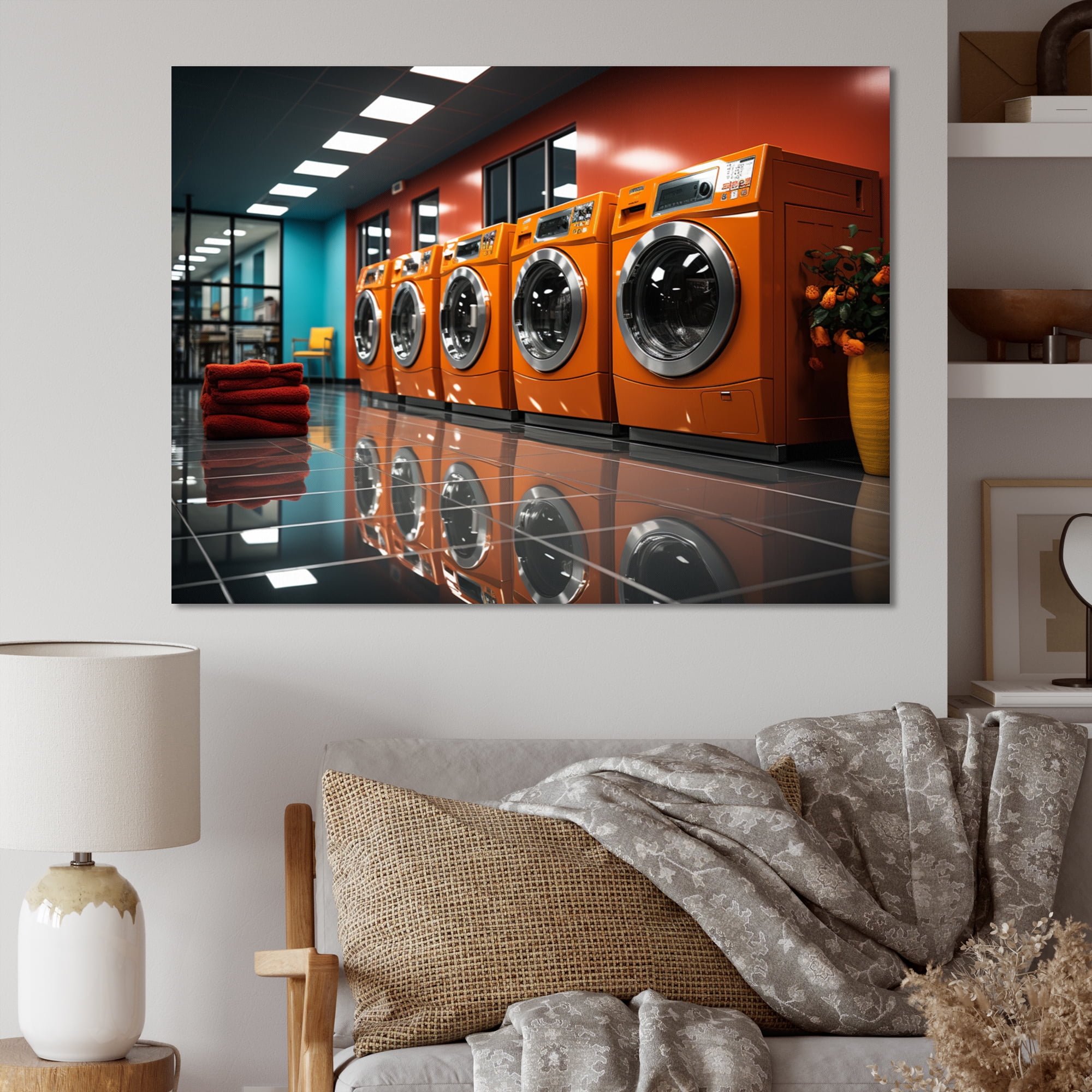 Designart "Next Century Laundry Futuristic Space I" Bath & Laundry Wall ...