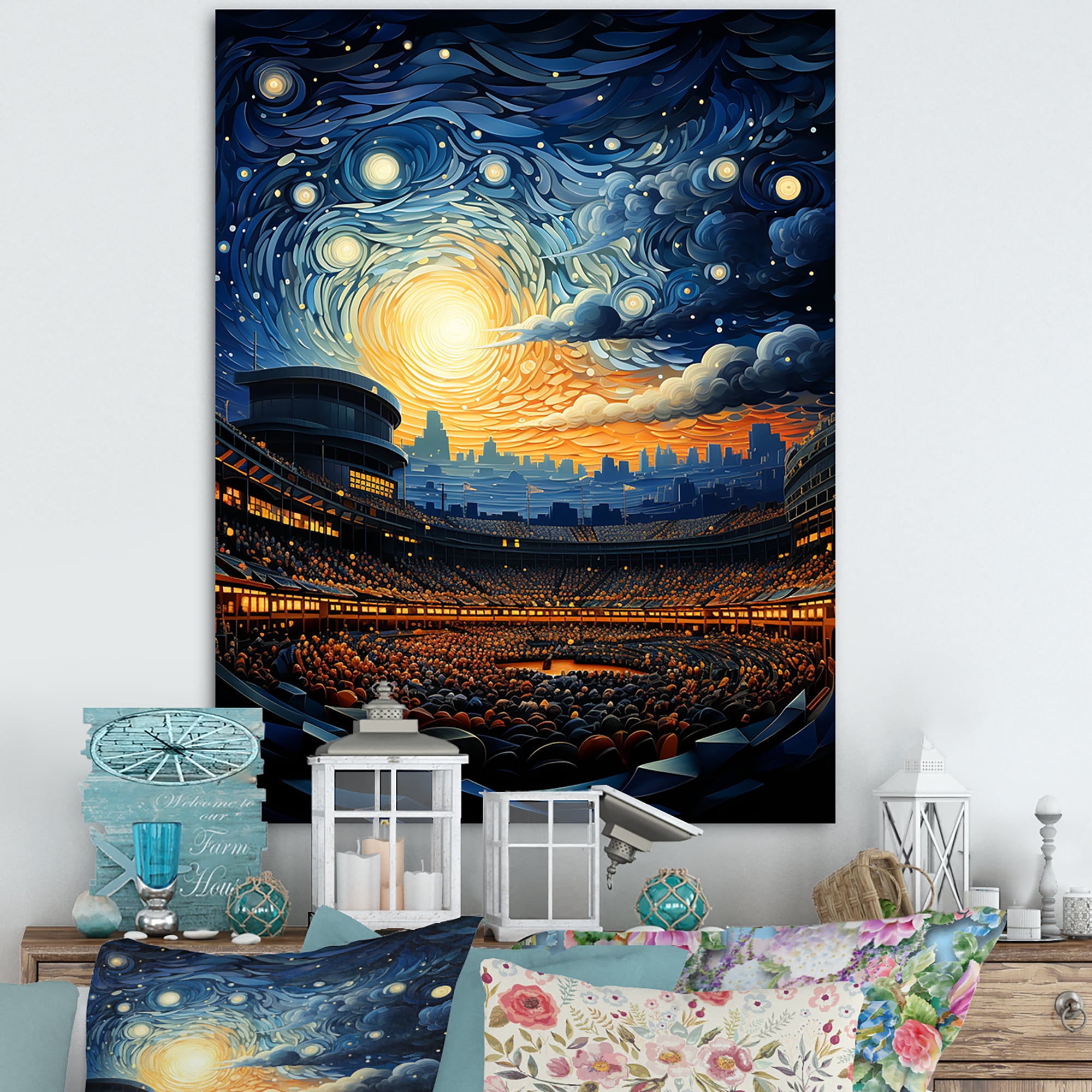 Designart "Night s Arena Glow Stadium Illumination I" Cityscapes Wall ...