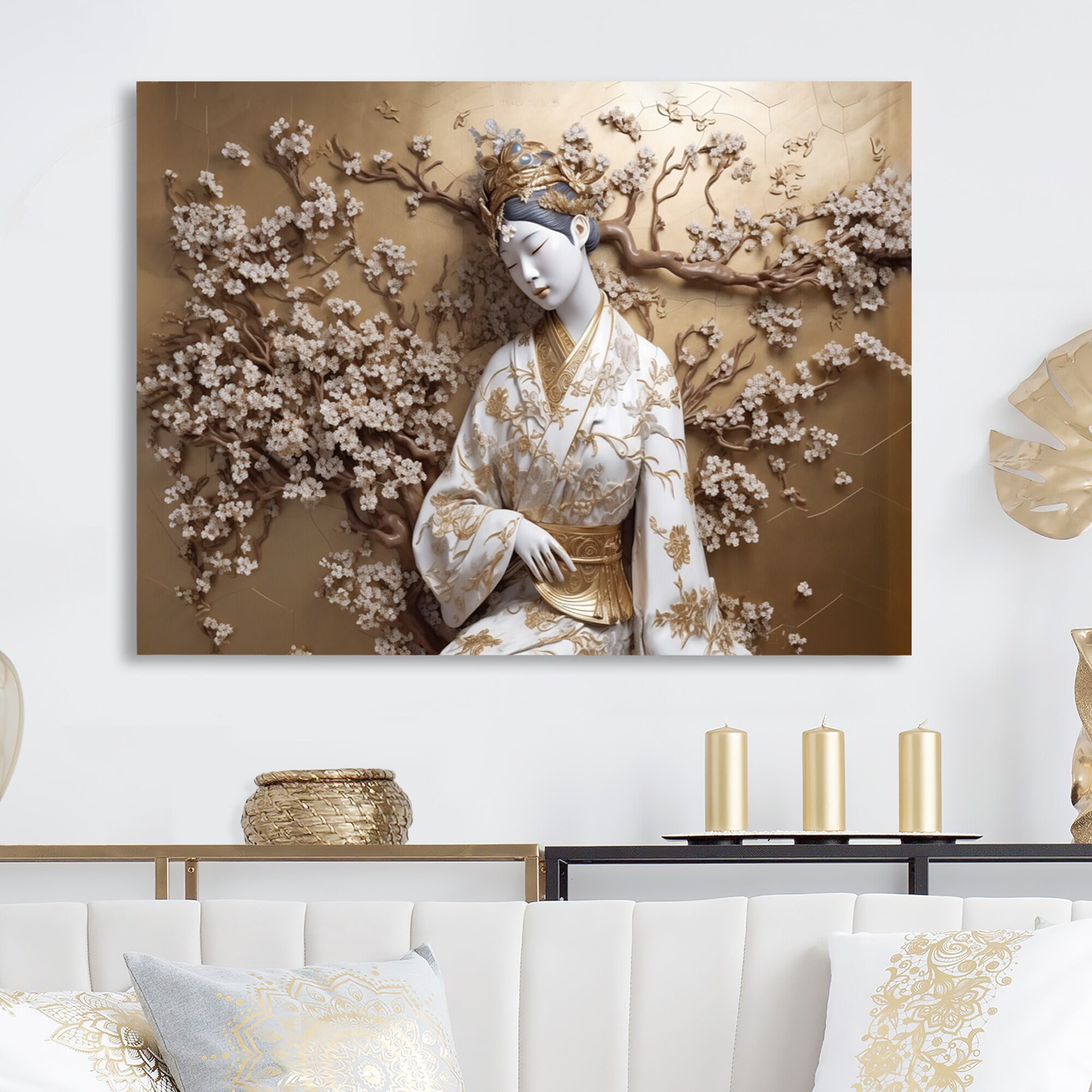 Designart "Nippon Stone Elegance" Japon Woman Metal Art Living Room ...