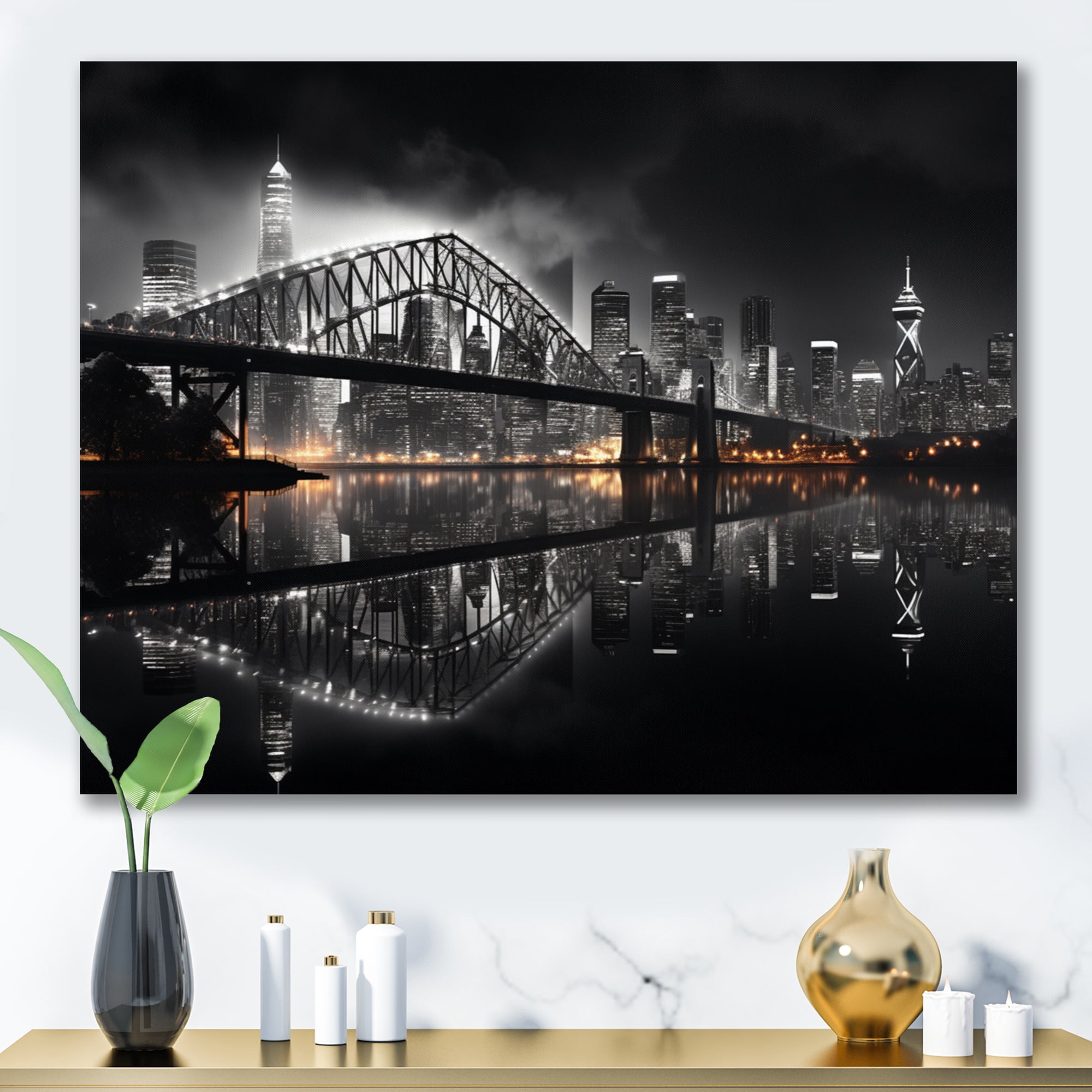 Designart "Noir Cityscape of Canada II" Canada Wall Art Print - Walmart.com