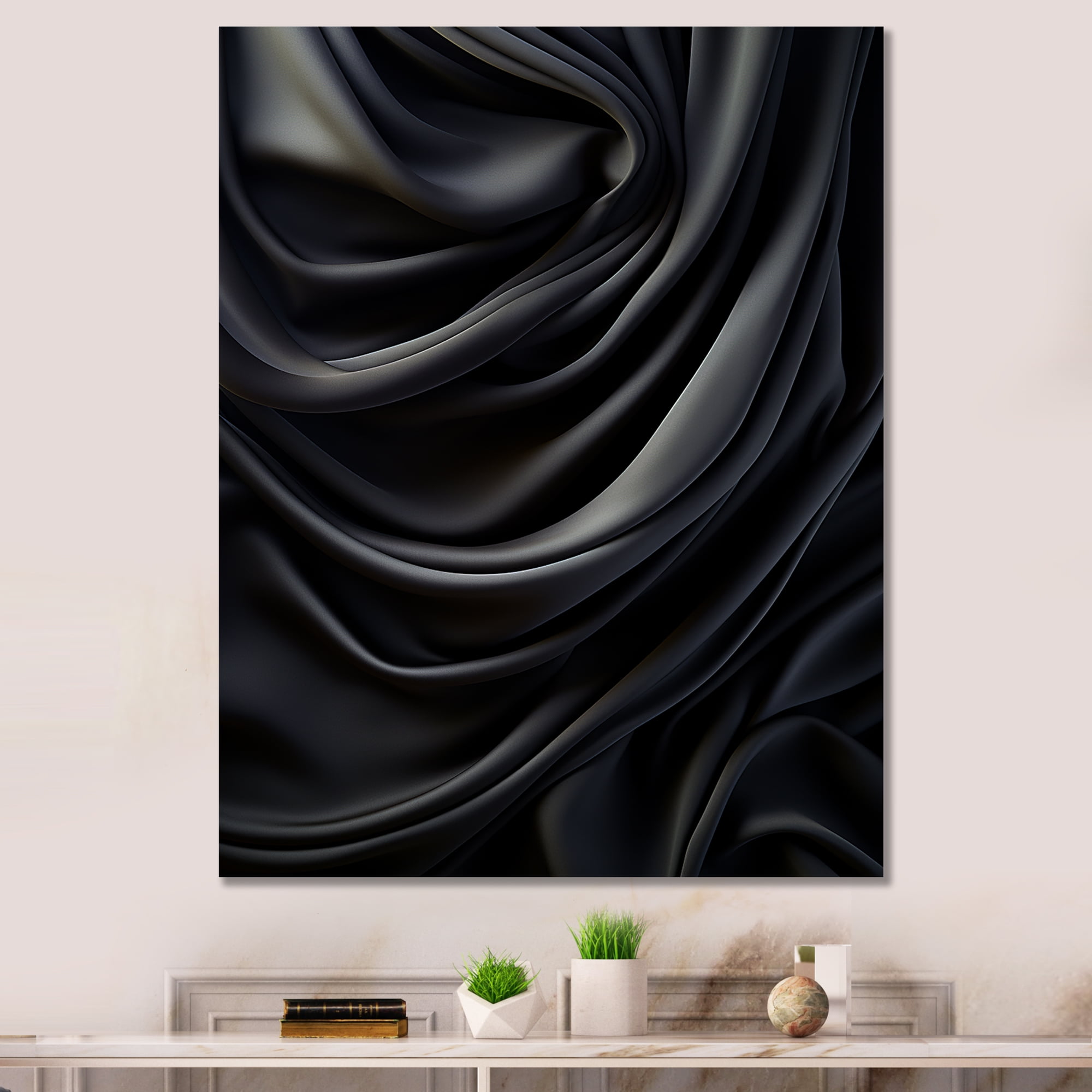 Designart "Noir Curves in Silk Fractal Patterns IV" Geometric Canvas ...