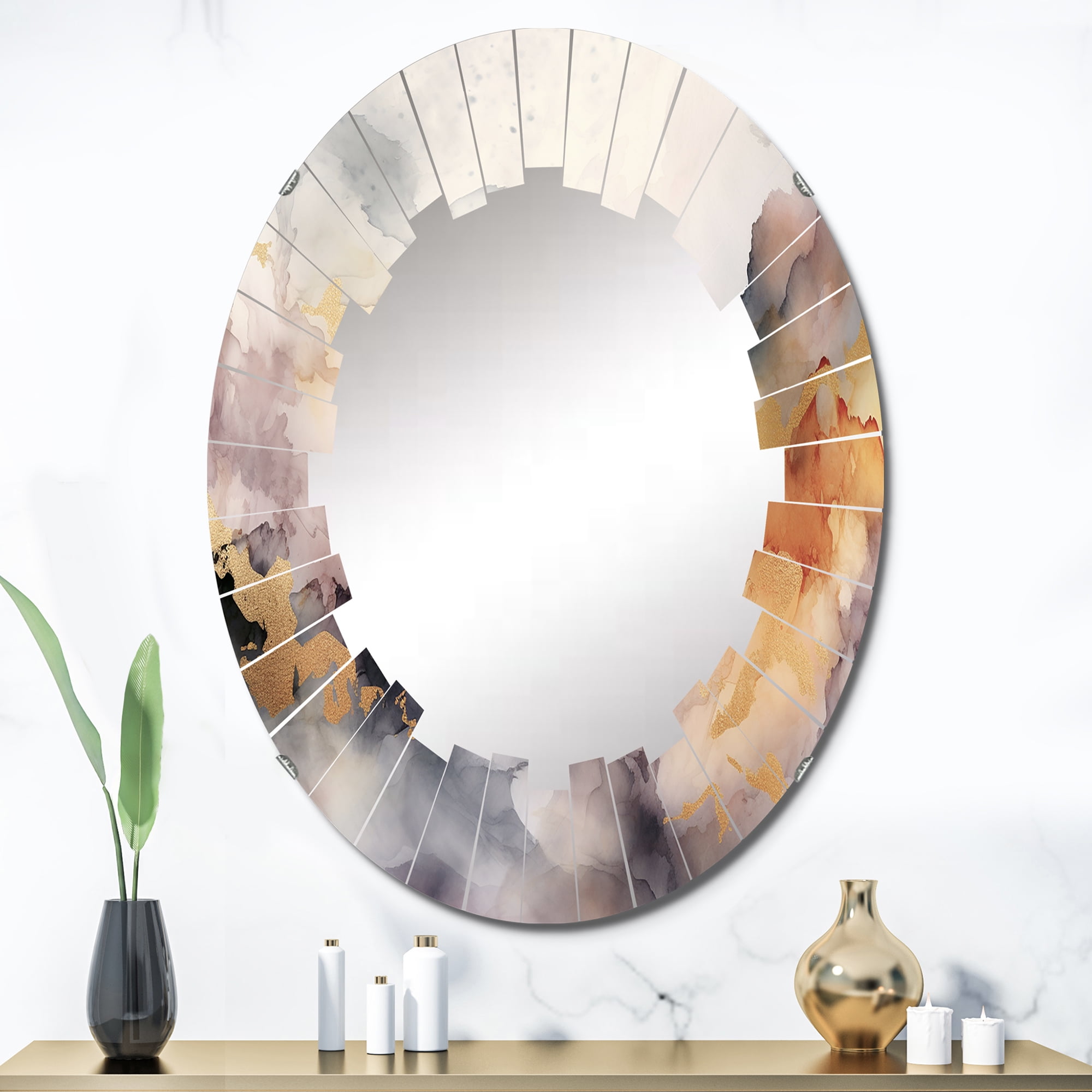 Designart "Nordic Beauty of Nature I" Scandinavian Round Wall Mirror ...