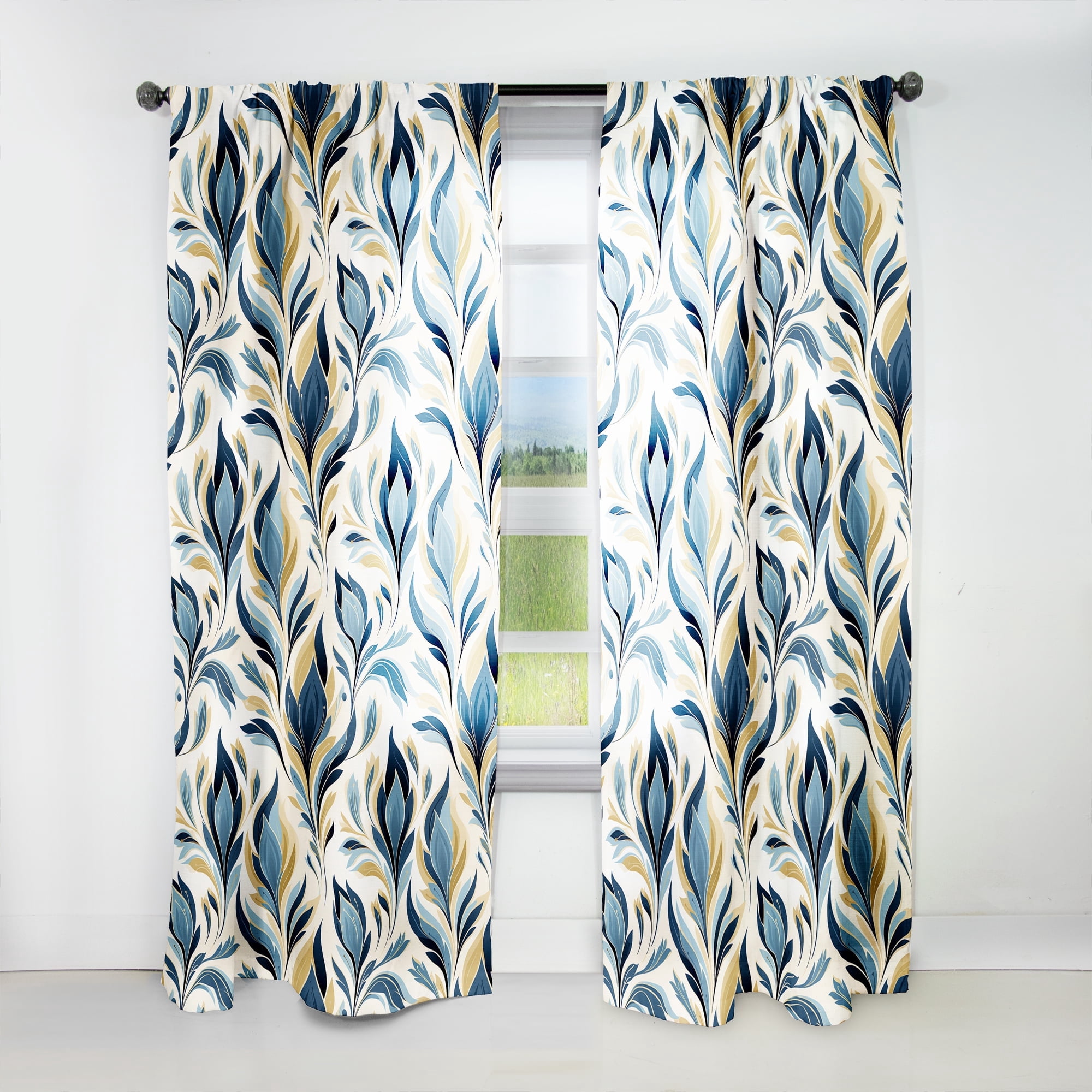 Designart "Nordic Ikat Harmony" Ikat Room Darkening Curtain Single ...