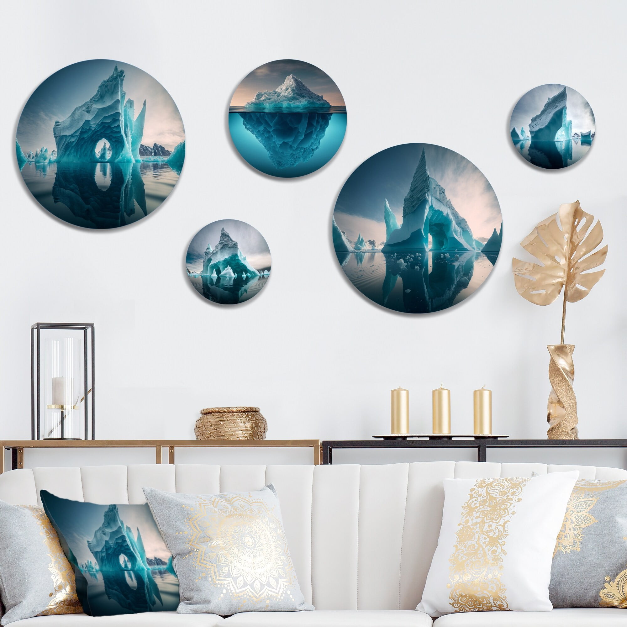Designart "North Atlantic Blue And White Iceberg II" Coastal Metal Wall ...