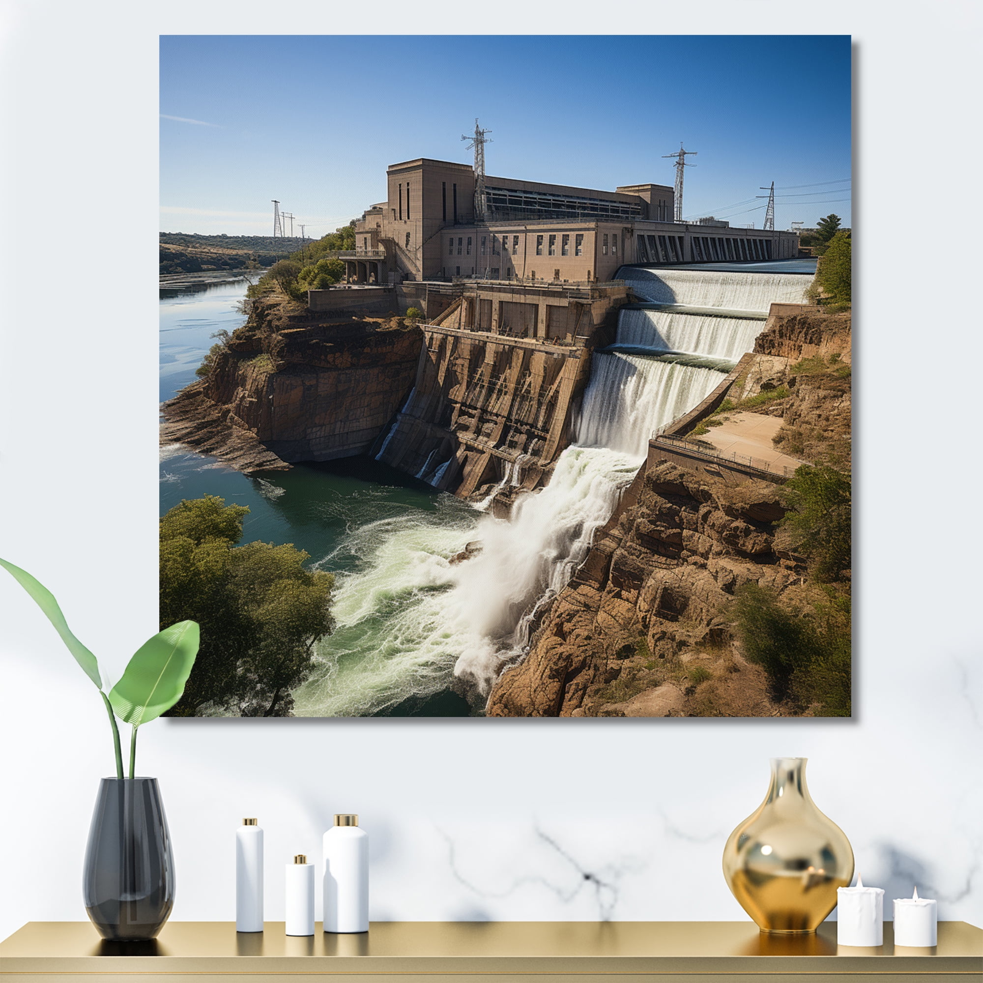 Designart "North Dakota Garrison Dam wall art II" Dams Canvas Wall Art ...