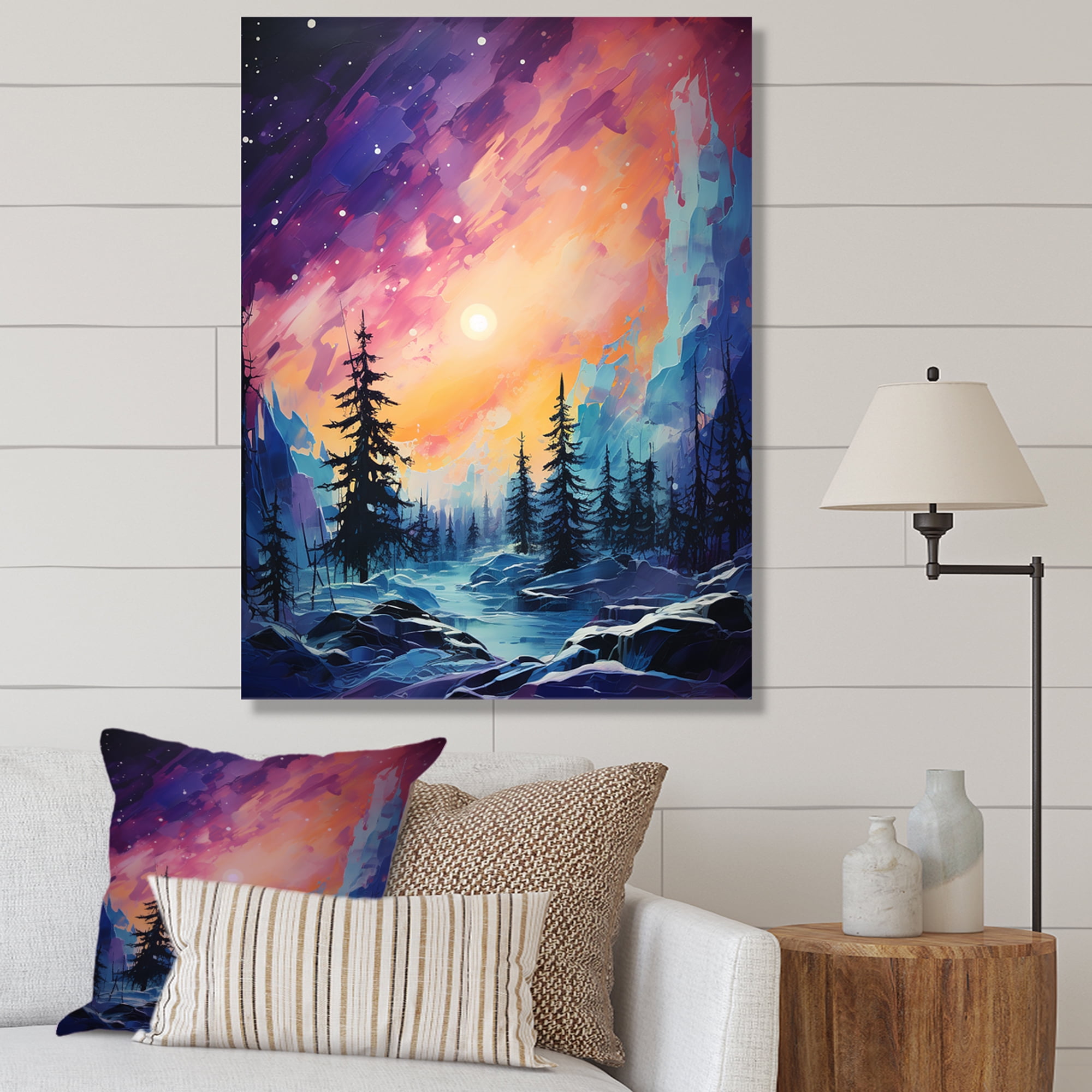 Designart "Northern Lights In Watercolor" Northern Lights Wall Decor ...