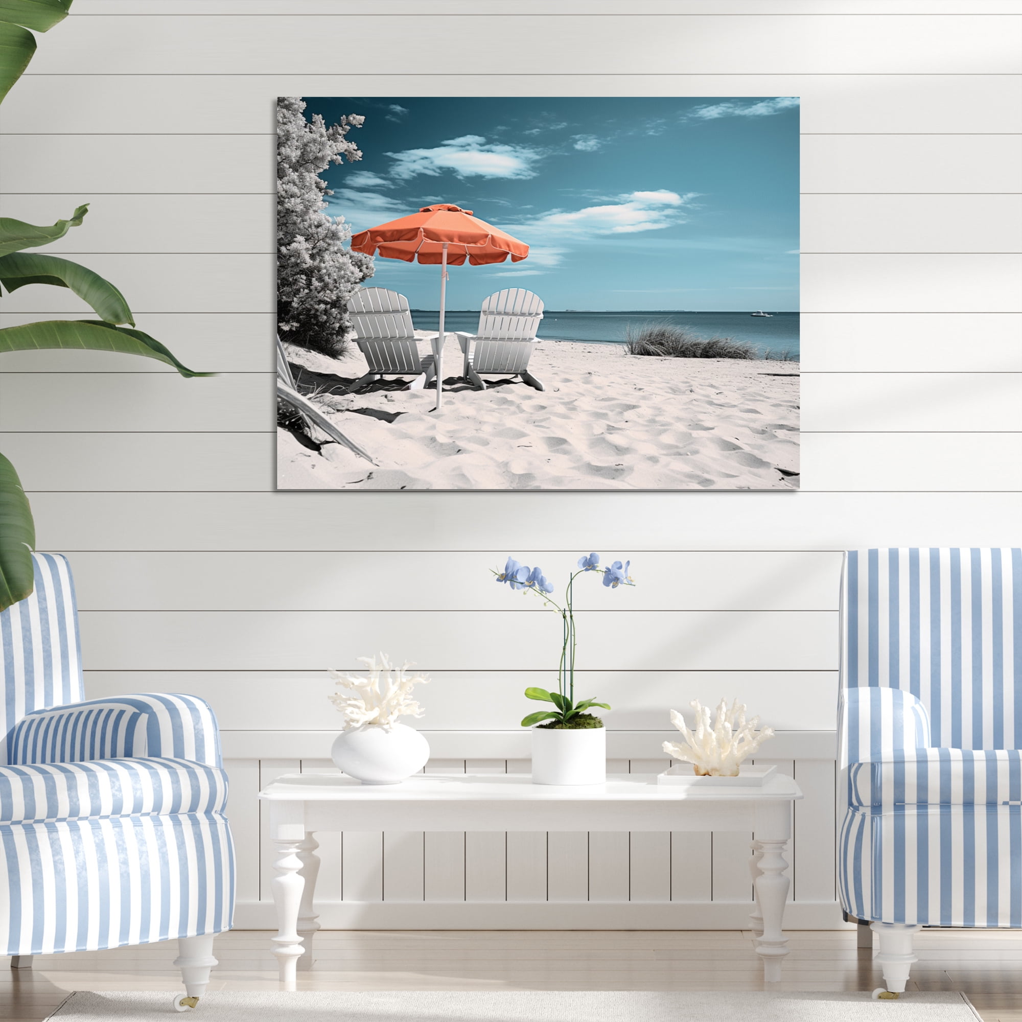 Designart "Nostalgia Black Beach Seaside II" Nautical & Beach Metal Art ...
