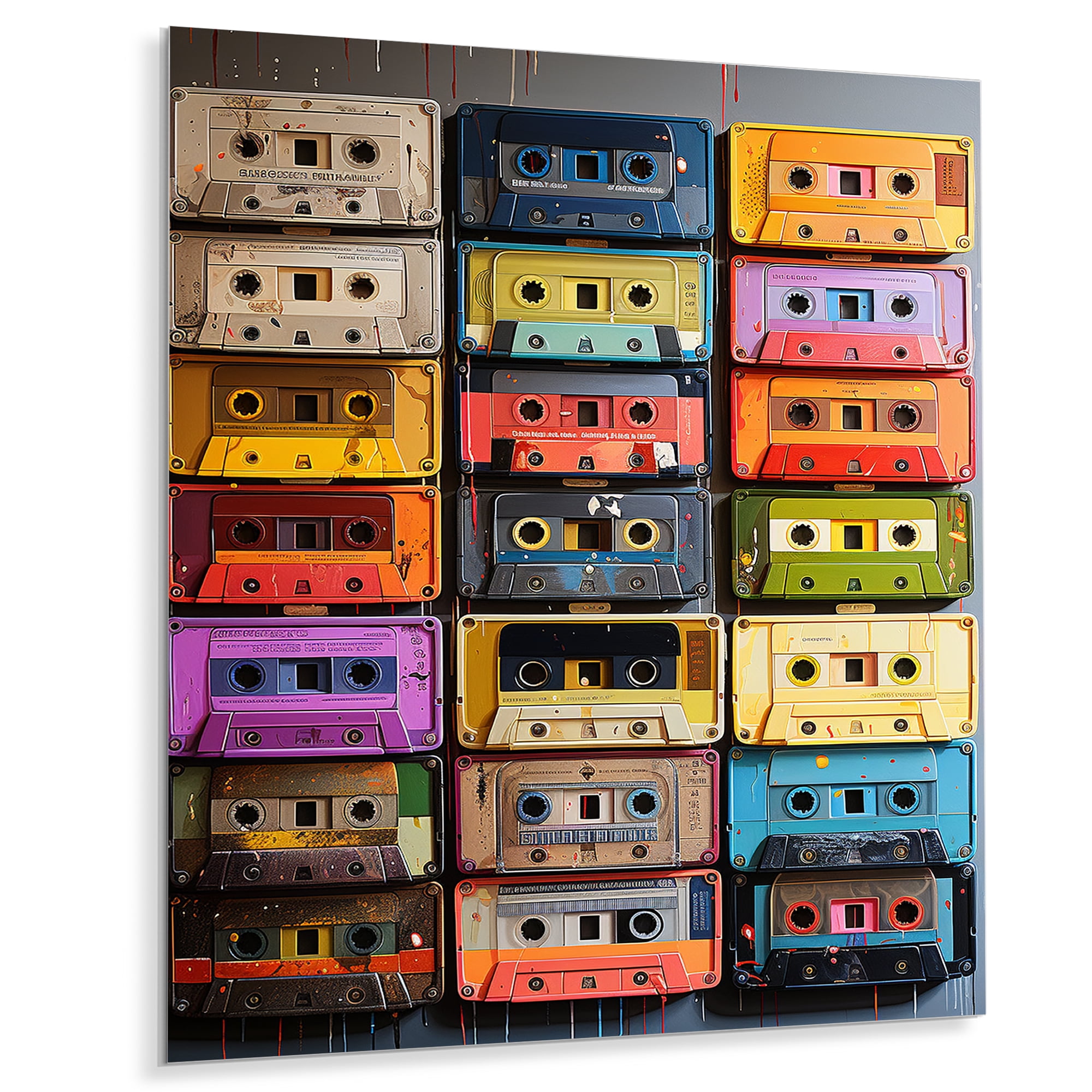 Designart "Nostalgic Grooves Cassette Tapes III" Cassette Tapes Metal ...