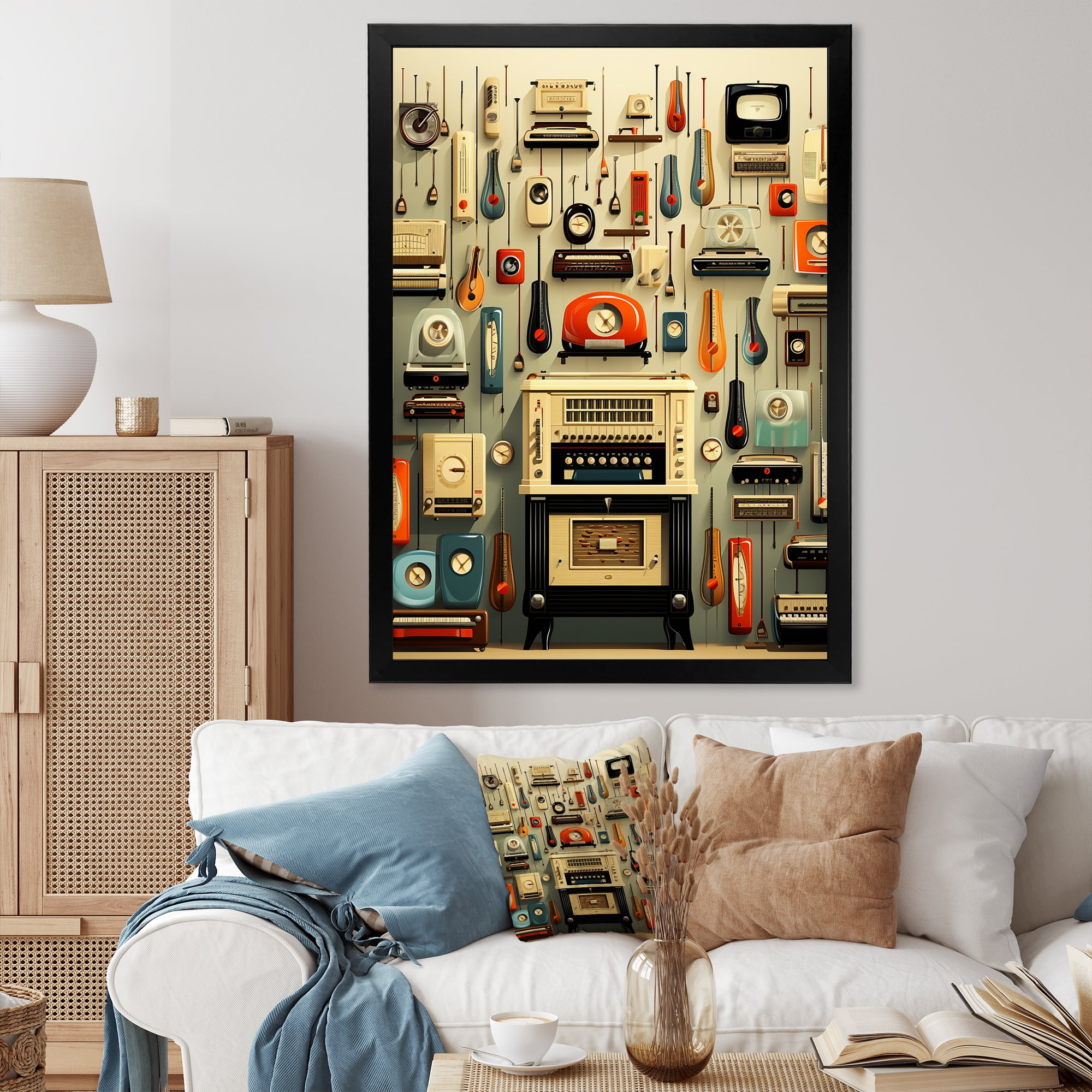 Designart "Nostalgic Jukebox Tunes Timeless Melodies I" Fashion Framed ...