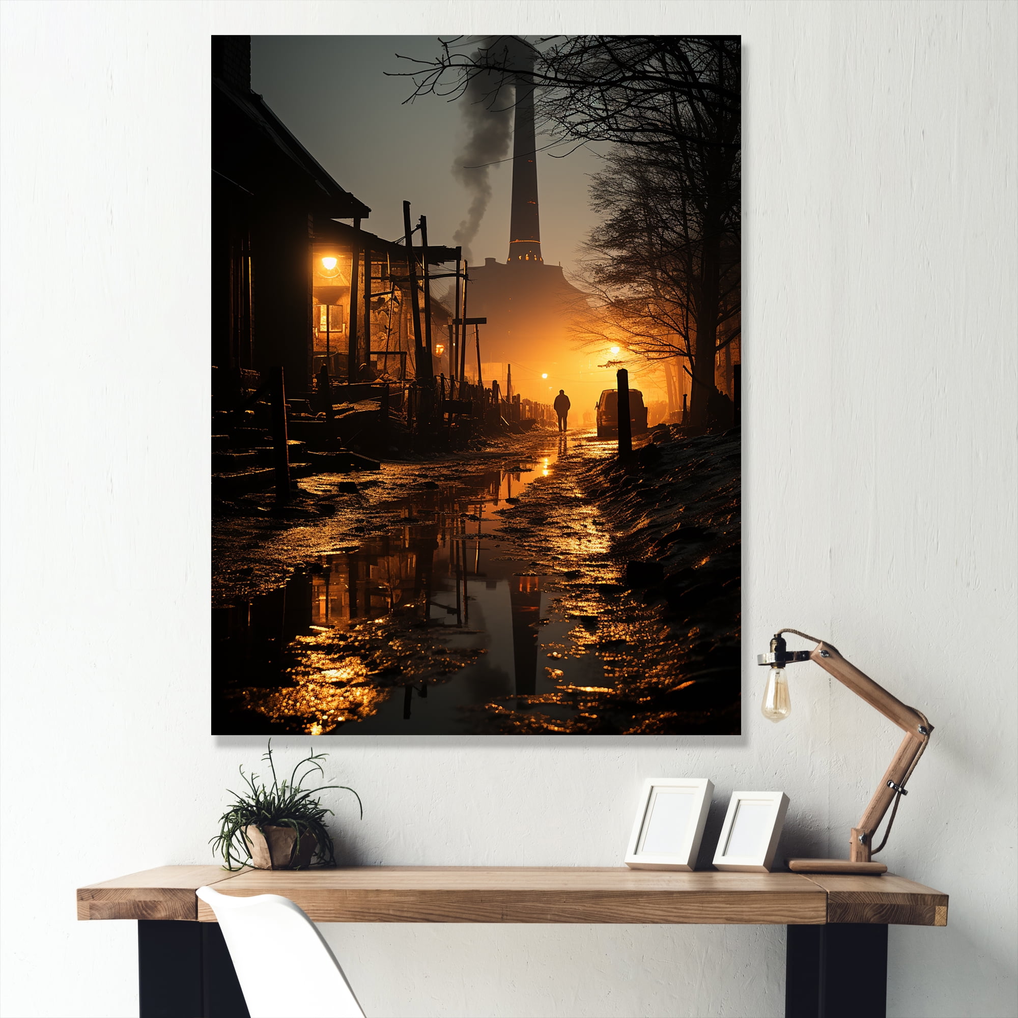 Designart "Nostalgic Views Of The Industrial Era" Factories Wall Decor ...