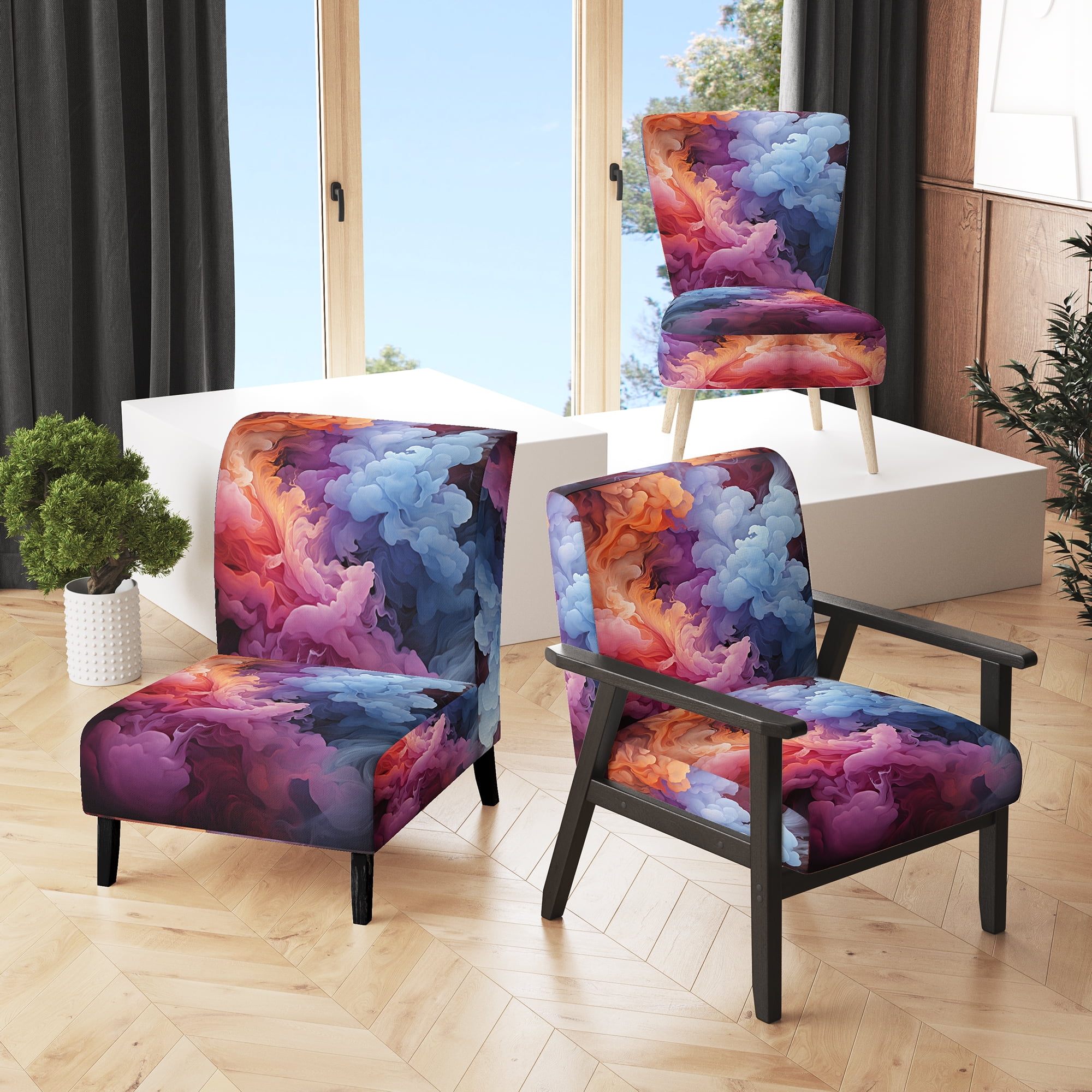 Designart "Nuance of a Colorful Nebula" Multi-Color Nebula Upholstered ...
