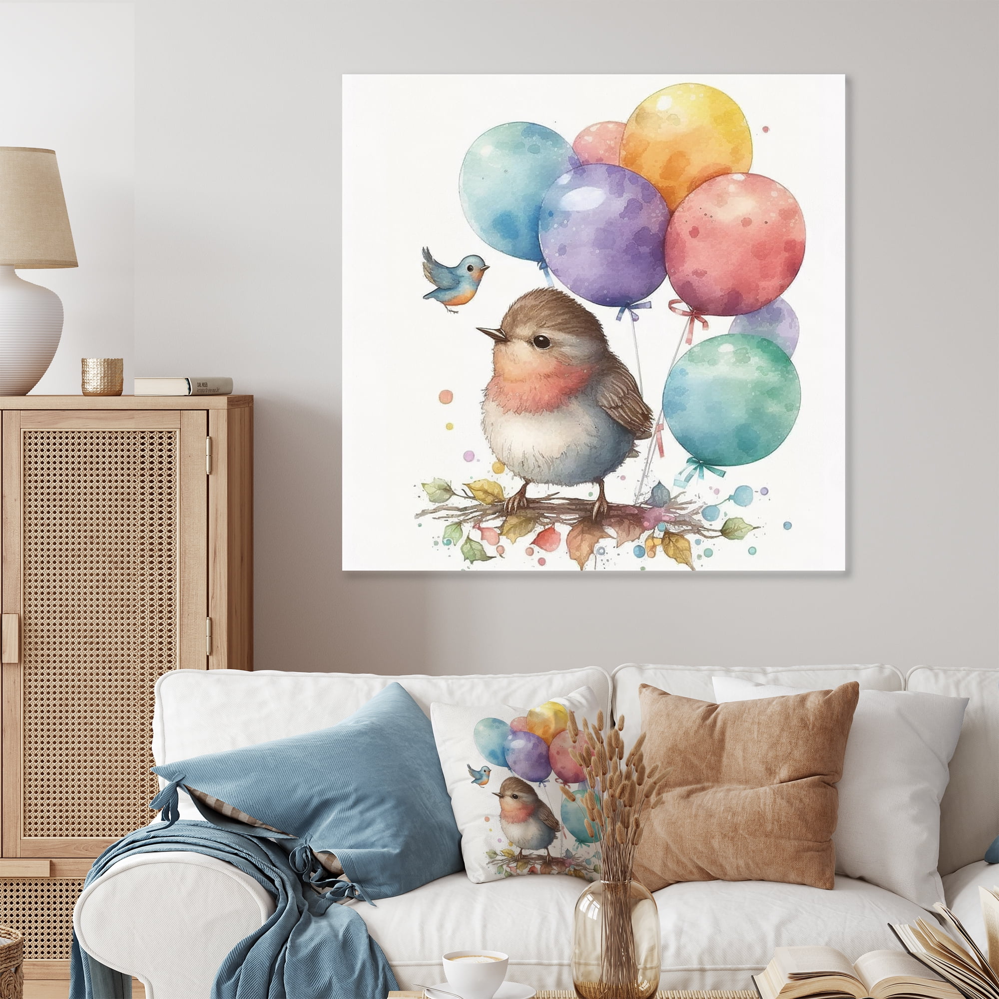 Designart "Nursery Birds Kids Dreams Playful Whimsy" Children Metal Art ...