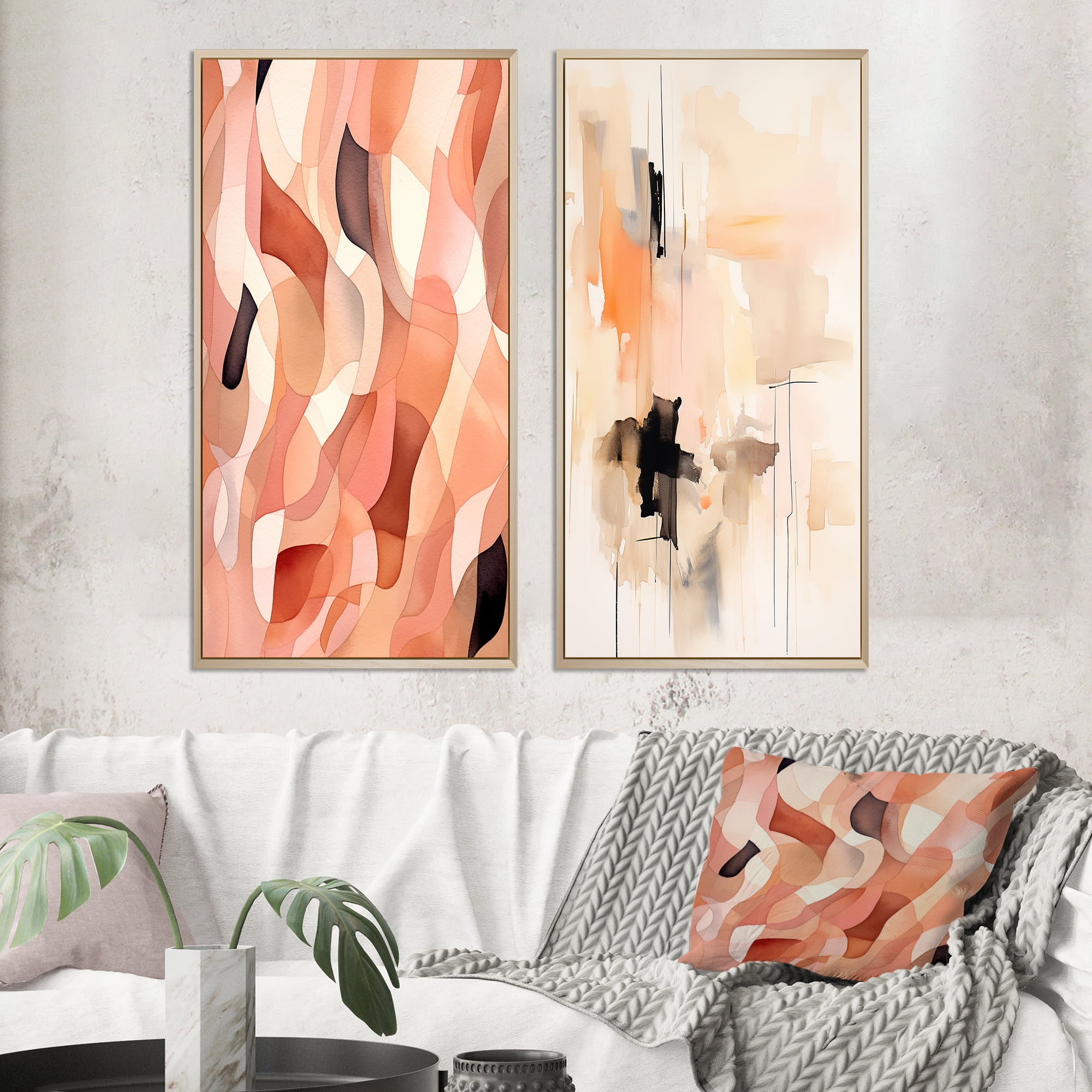 Designart "Nutshell Waves Abstract Watercolor Creation III" Abstract ...