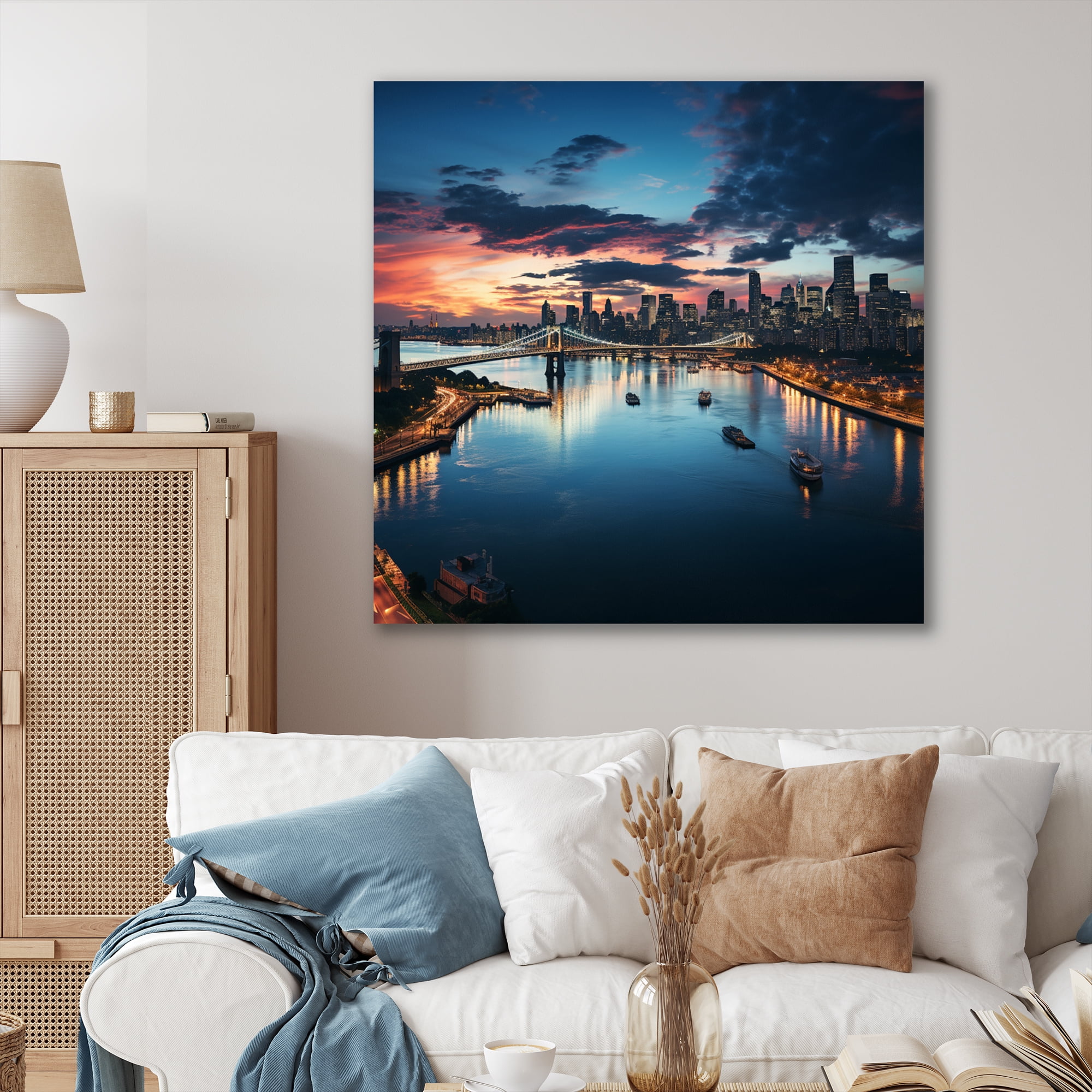 Designart "Nyc Usa Cityscape Of wall decor III" Cityscapes Canvas Wall ...