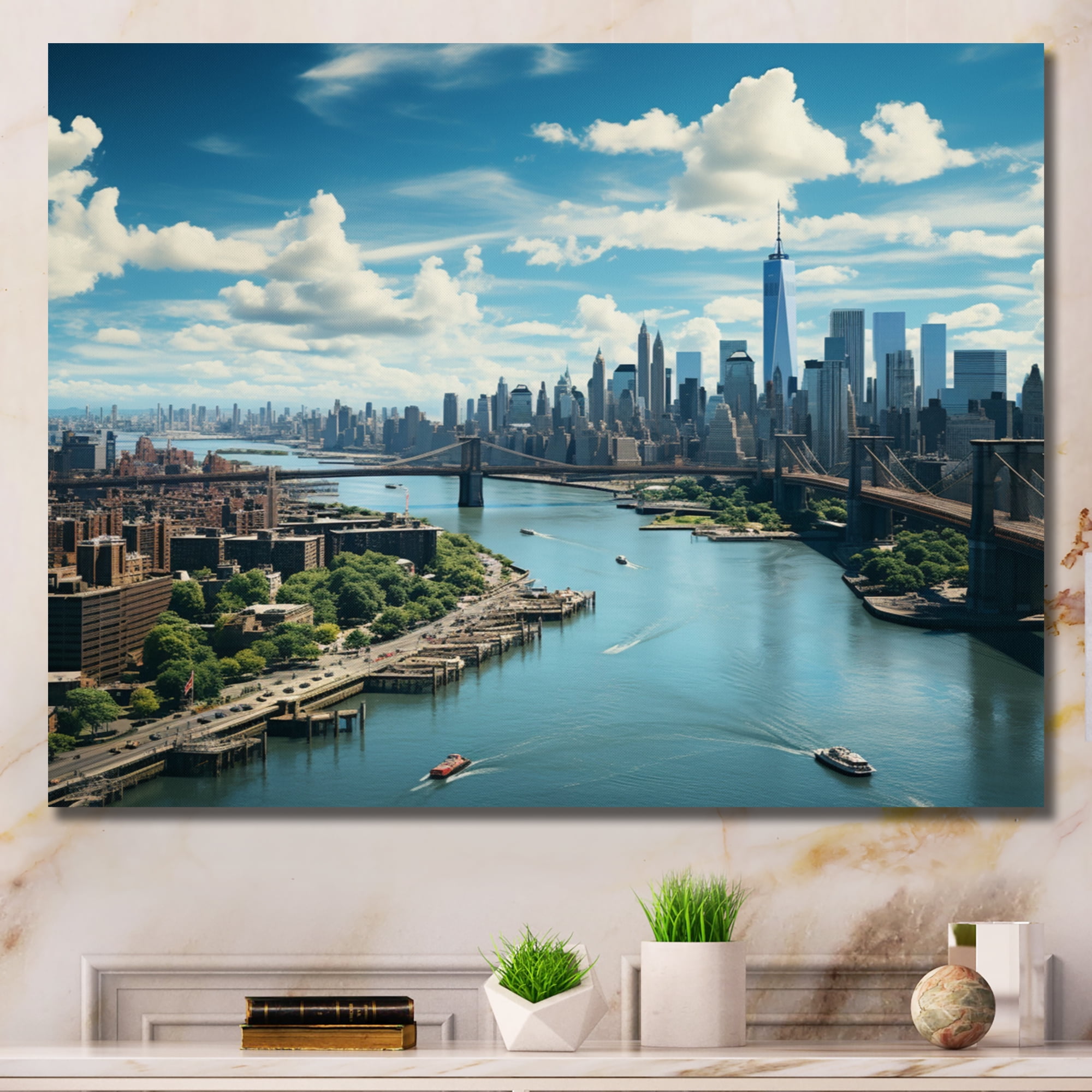 Designart "Nyc Usa Cityscape Of wall decor IV" Cityscapes Wall Art ...