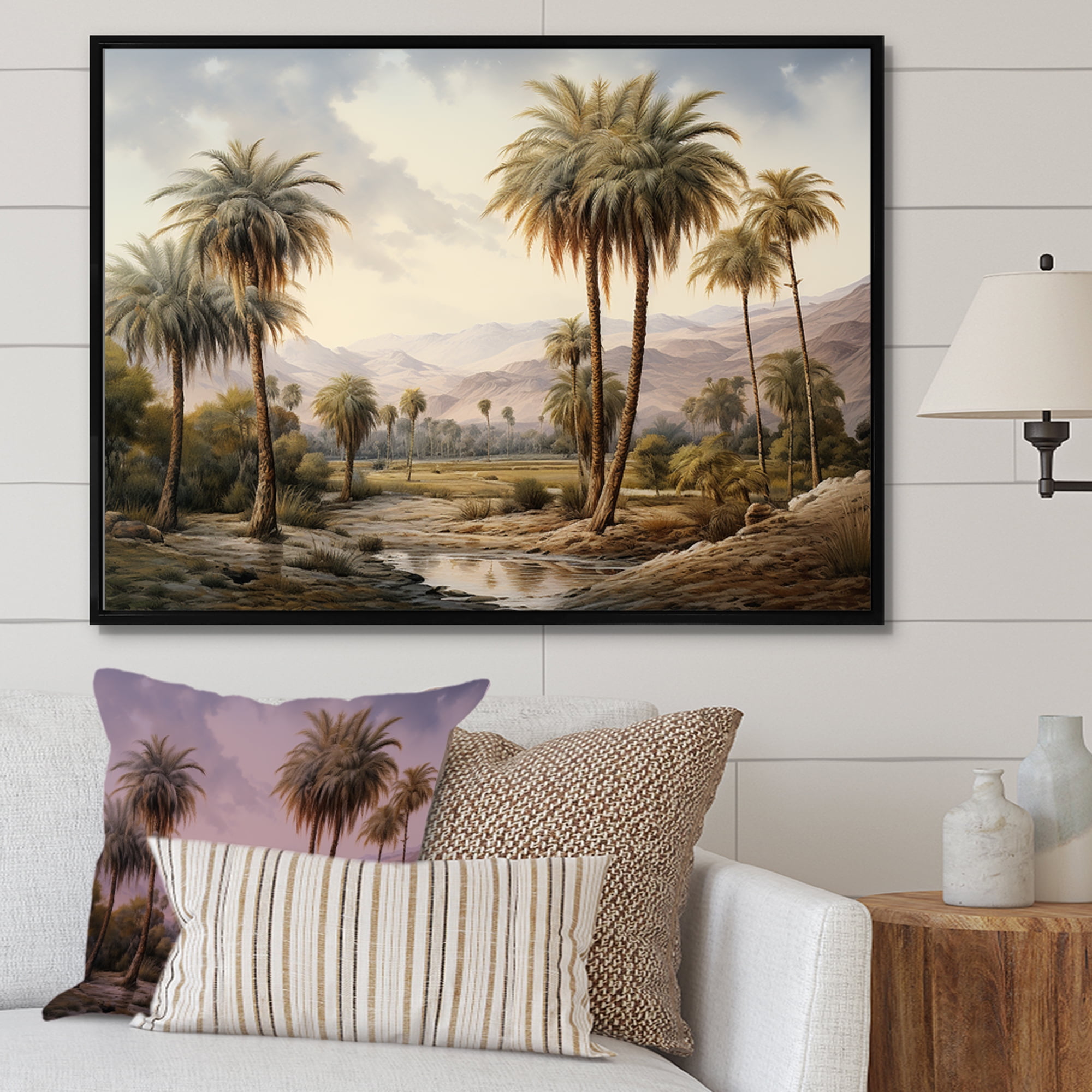 Designart "Oasis Amidst Desert Palm Trees I" Palms & Palm Trees Floater ...
