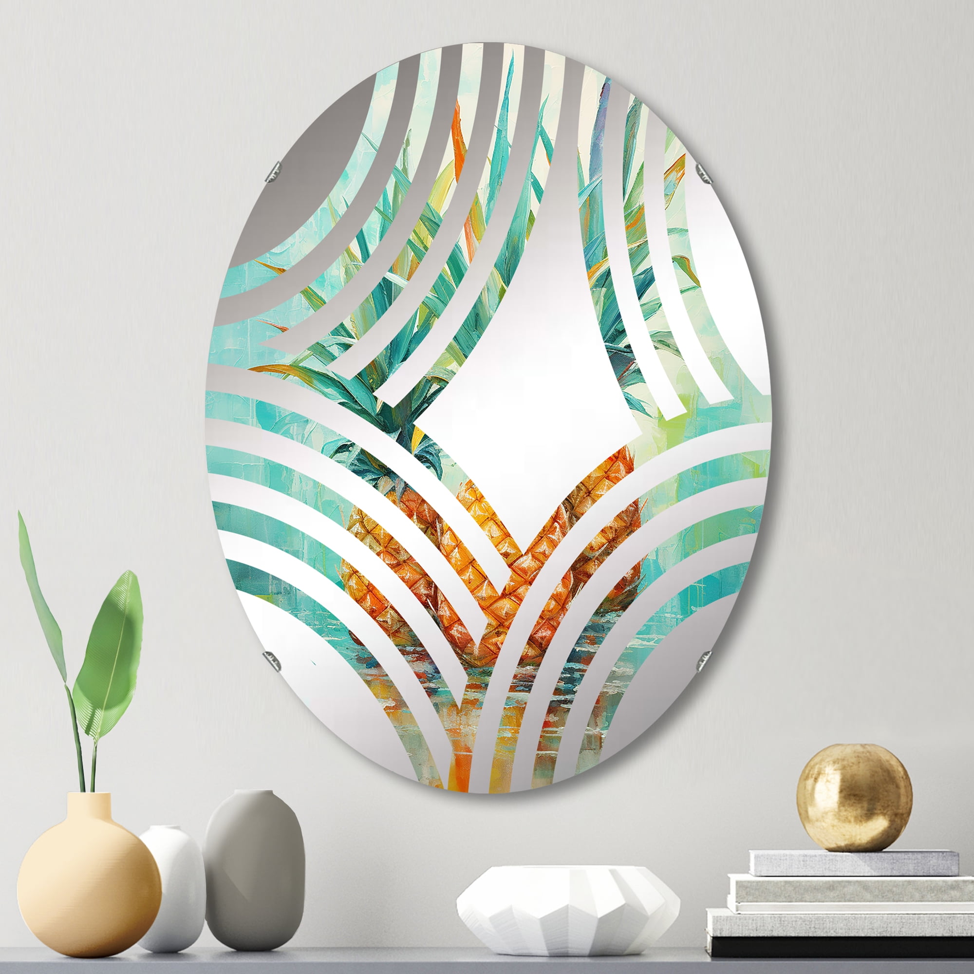 Designart "Oasis of Exotic Pineapples" Pineapples Baptist Fan Round ...