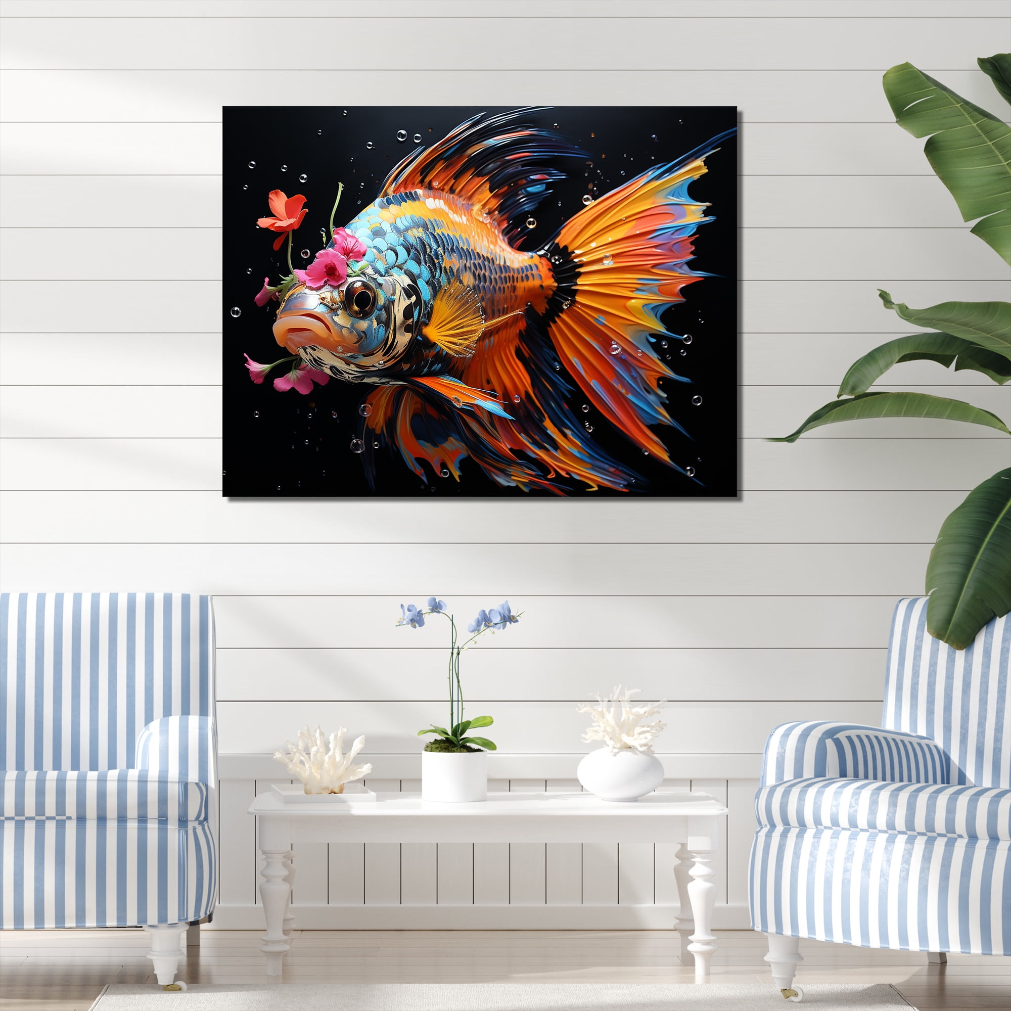 Designart "Ocean Dance of Pink Butterfly Fish" Animals Wall Art ...