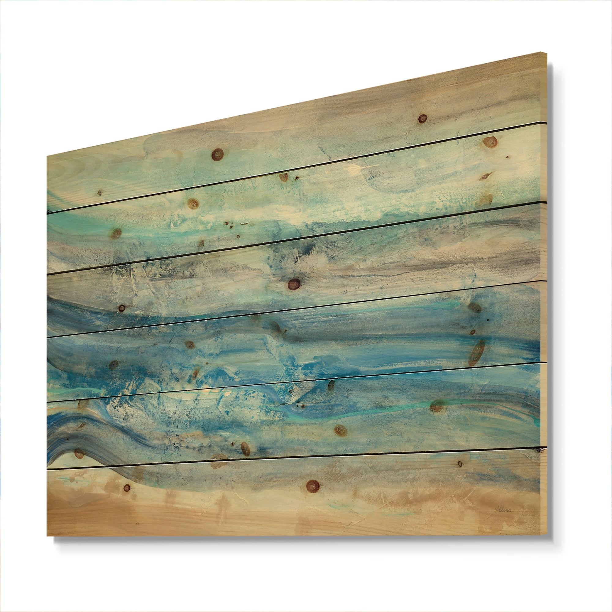 Designart 'Ocean Mineral Waves' Nautical & Coastal Print on Natural ...