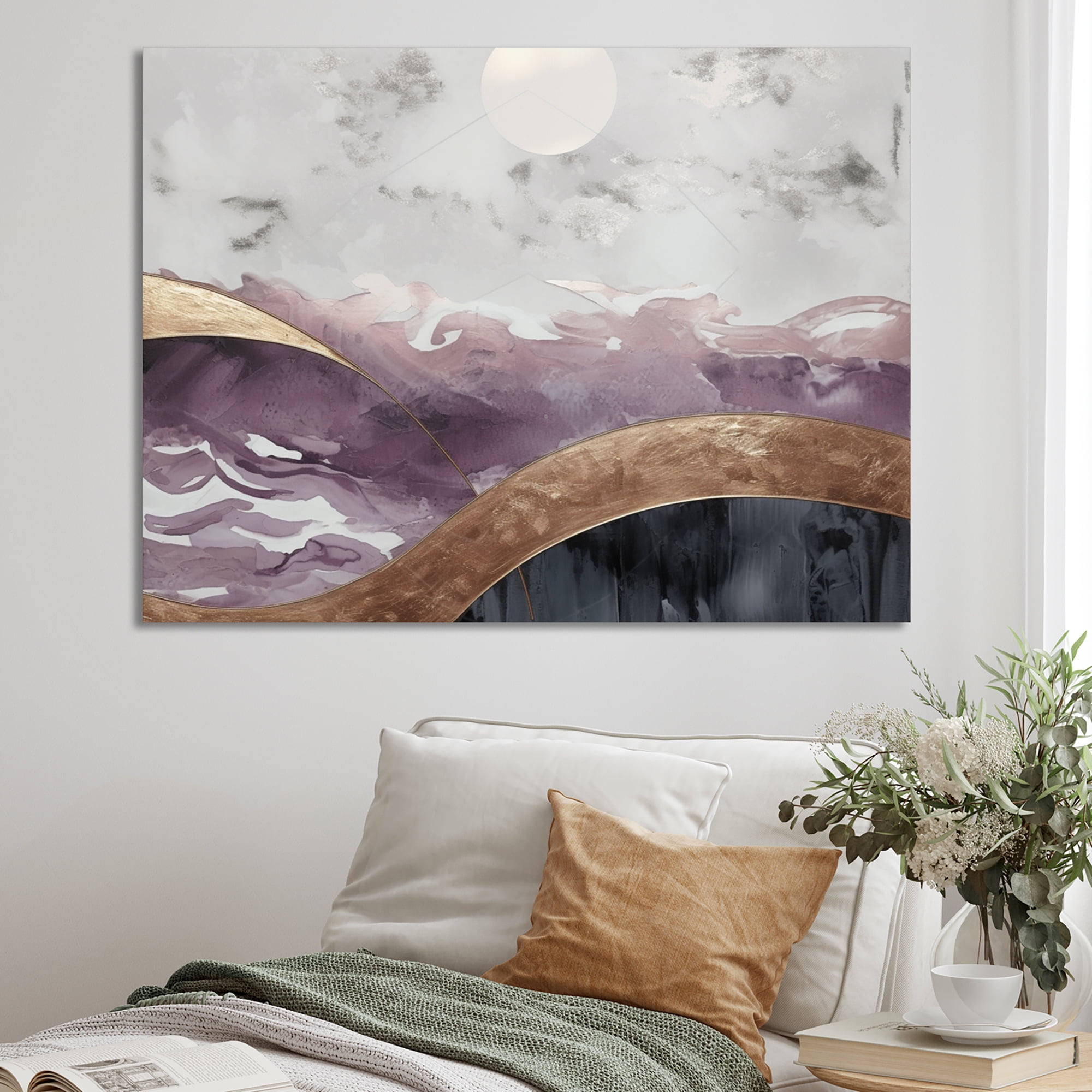 Designart "Ocean Waves Fluidity In Marble I" Abstract Marble Wall Decor ...