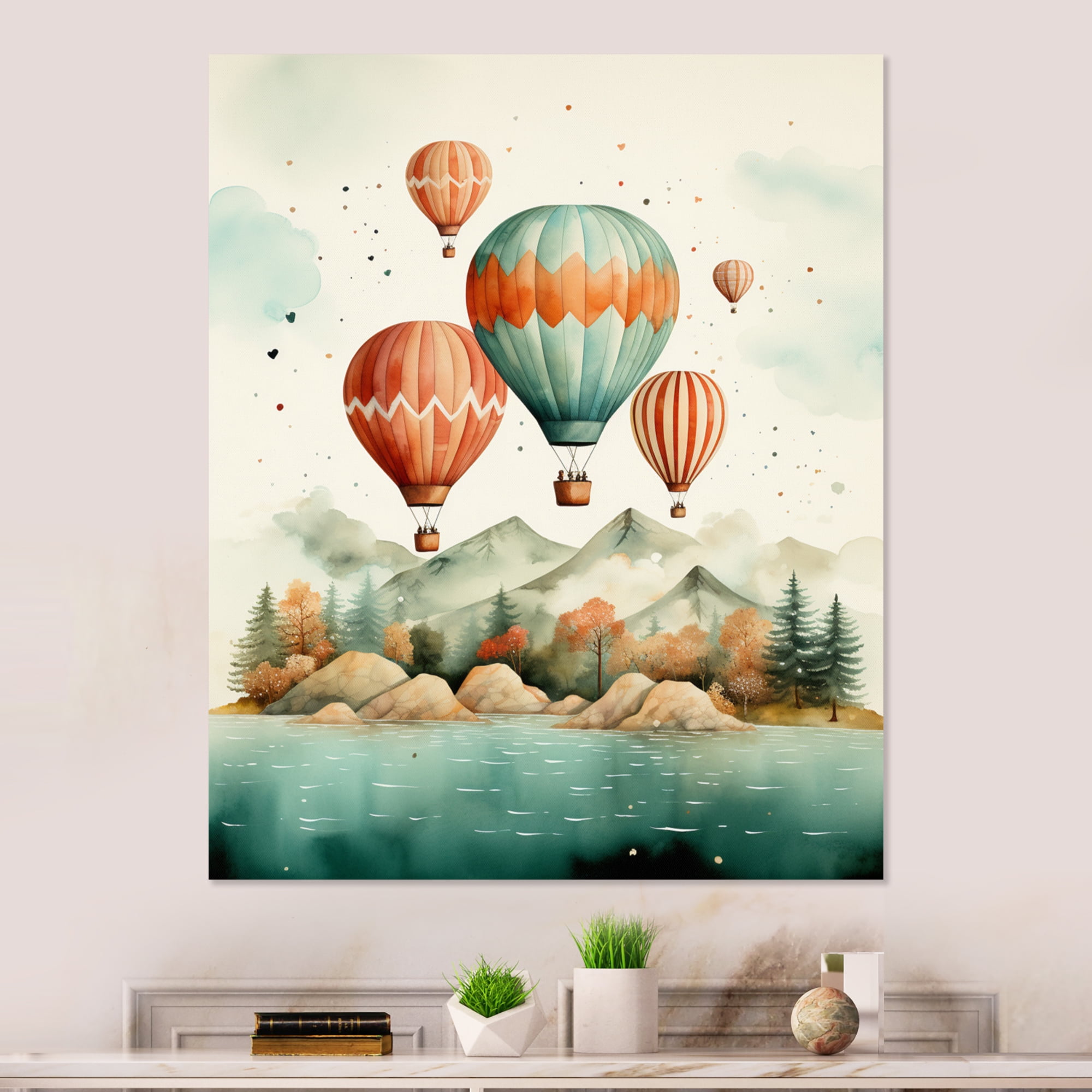 Designart "Oceanic Odyssey Balloon Over Waves" Hot Air Balloon Metal ...