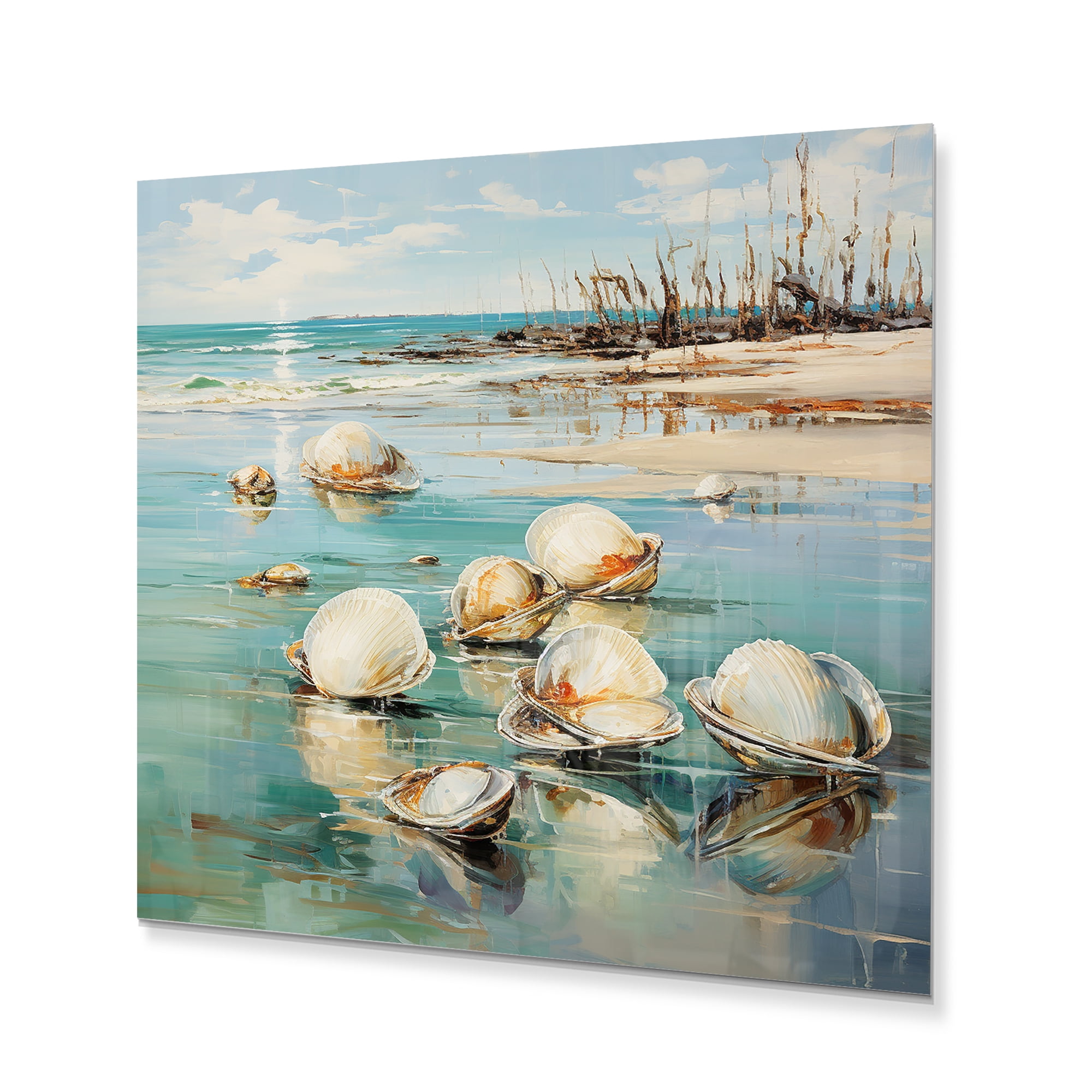 Designart "Oceanic Rhythm Turquoise Clam wall decor" Animals Metal Art ...