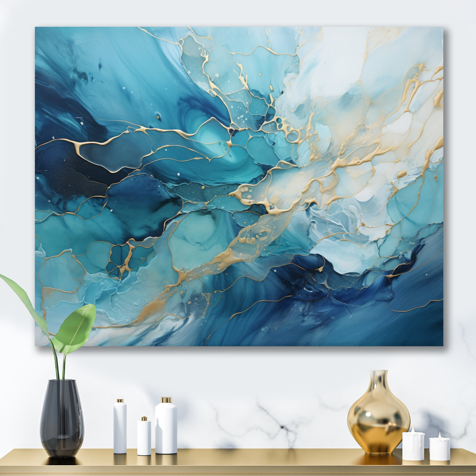 Designart "Oceanic composition I" Abstract Collages Wall Art Living ...