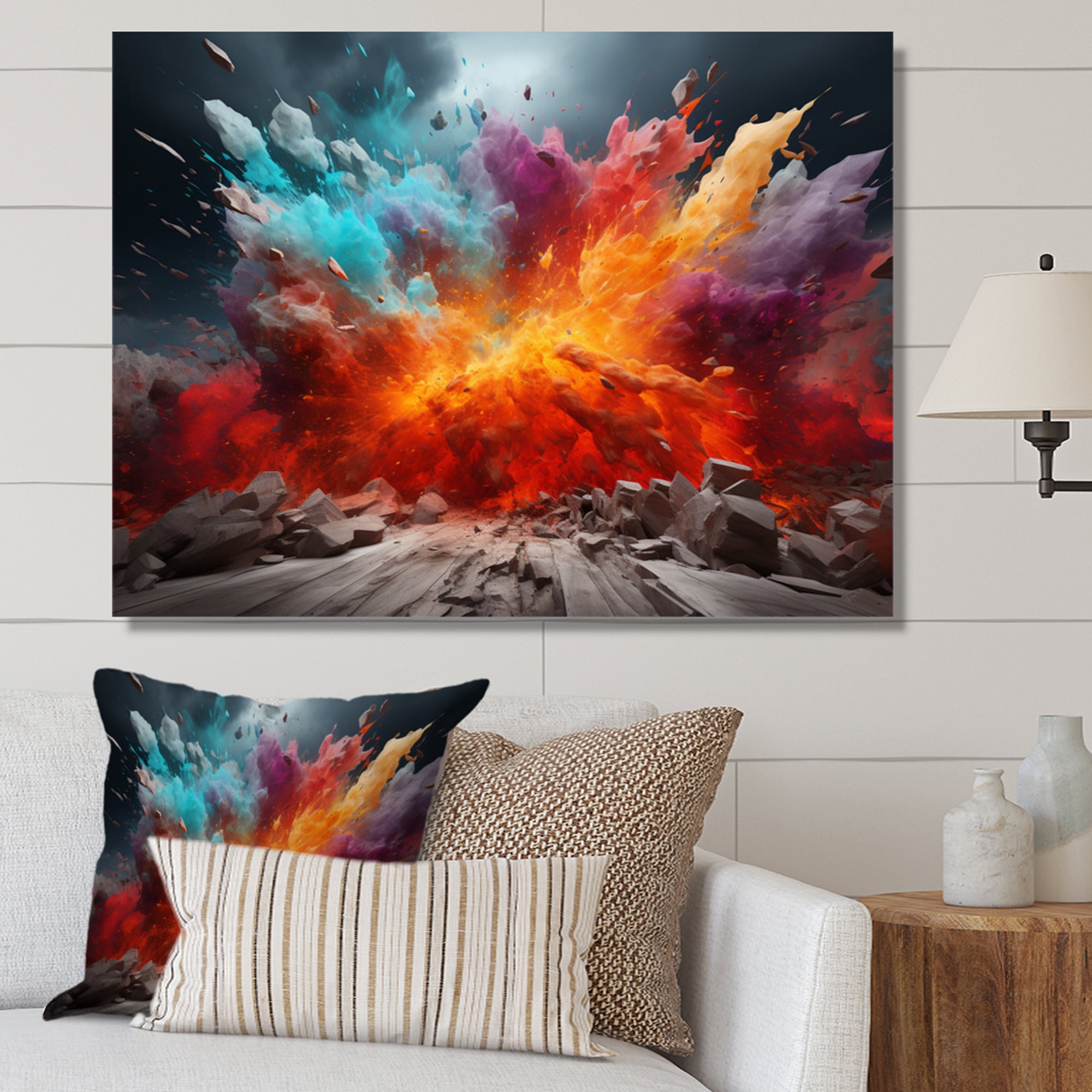 Designart "Of Color Geyser Burst painting" Landscapes Wall Art Print ...