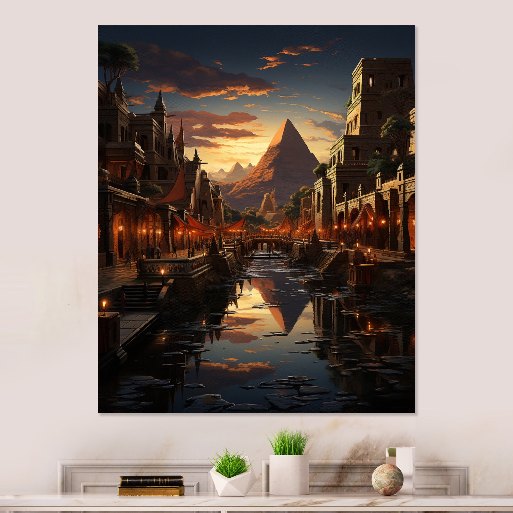 Designart "Of Luxor Egypt Wonders painting I" Egypt Metal Wall Decor ...