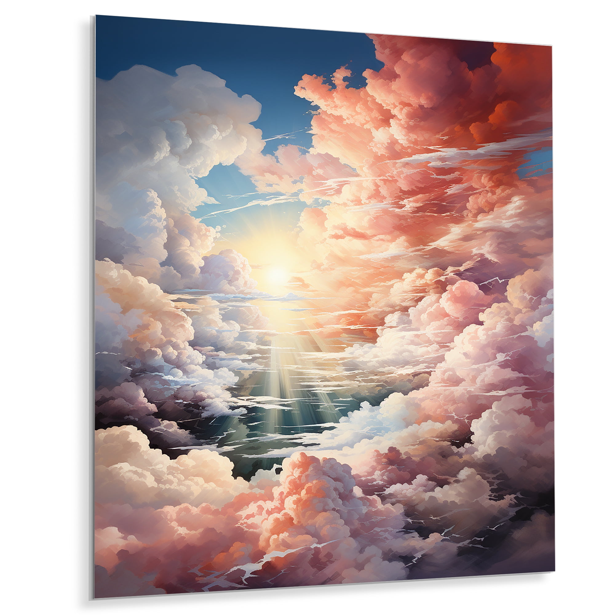 Designart "Of Serenity Clouds Pillows art painting" Landscape & Nature Metal Wall Decor ...