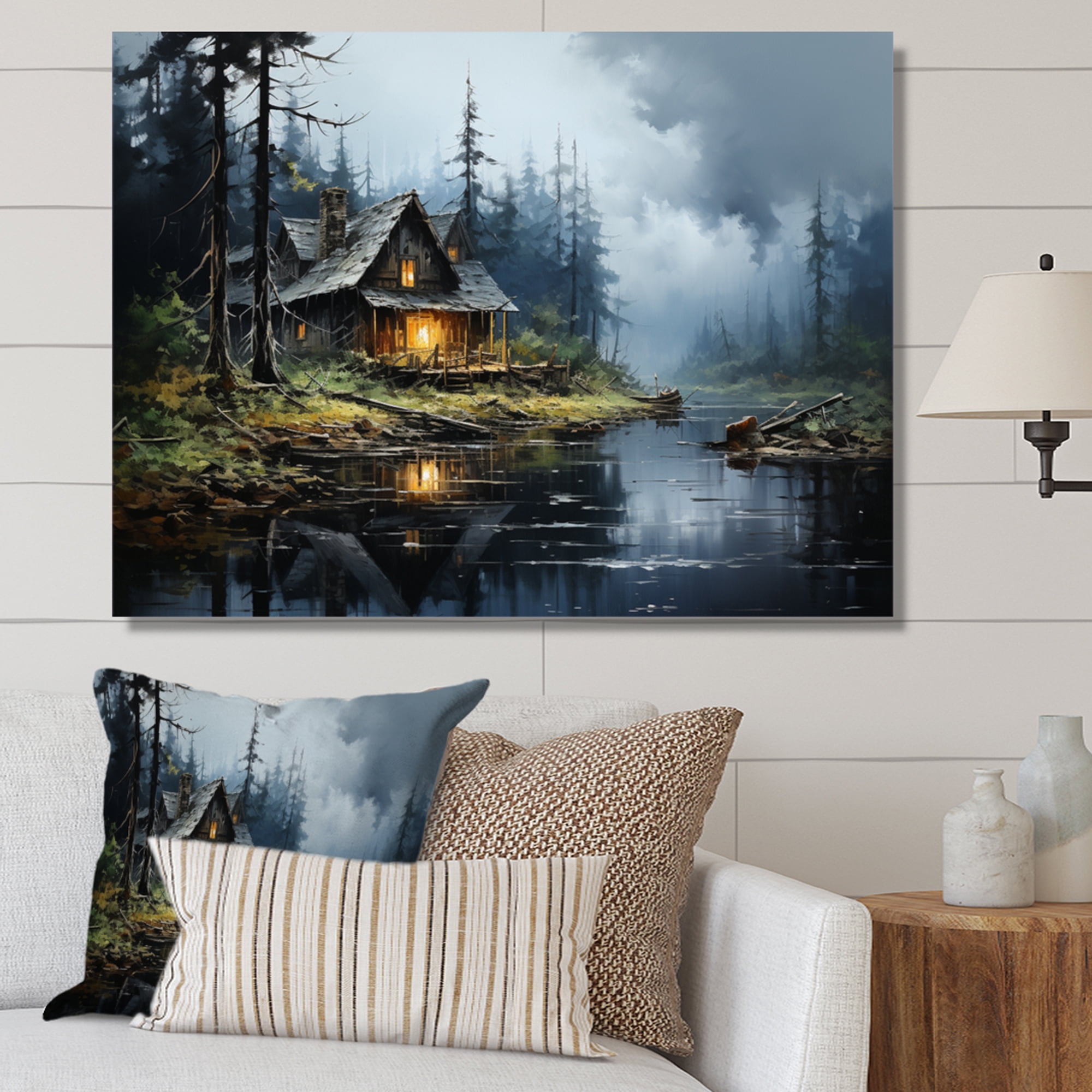 Designart "Of Serenity Lakehouse Shades wall art IV" Landscapes Wall ...