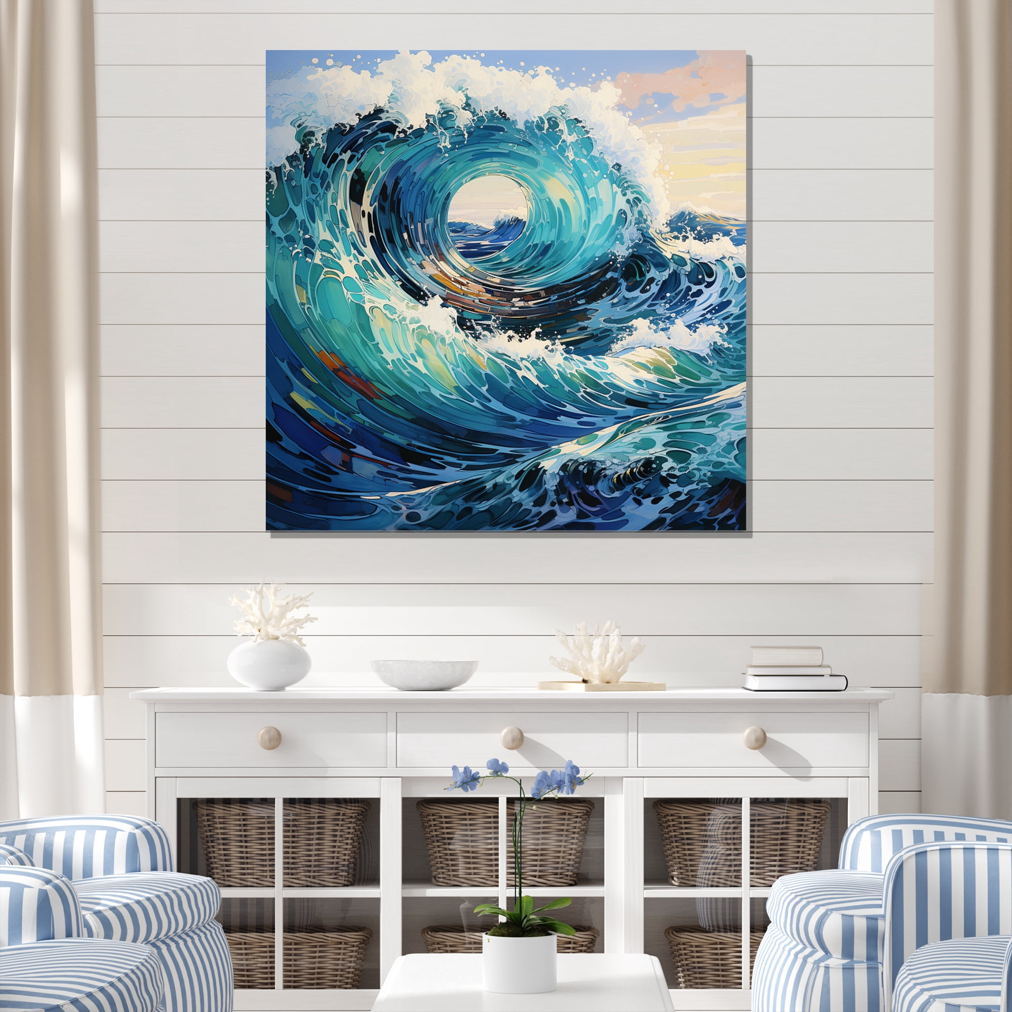 Designart "Of Wonder Coastal waves Waves painting III" Nautical & Beach ...