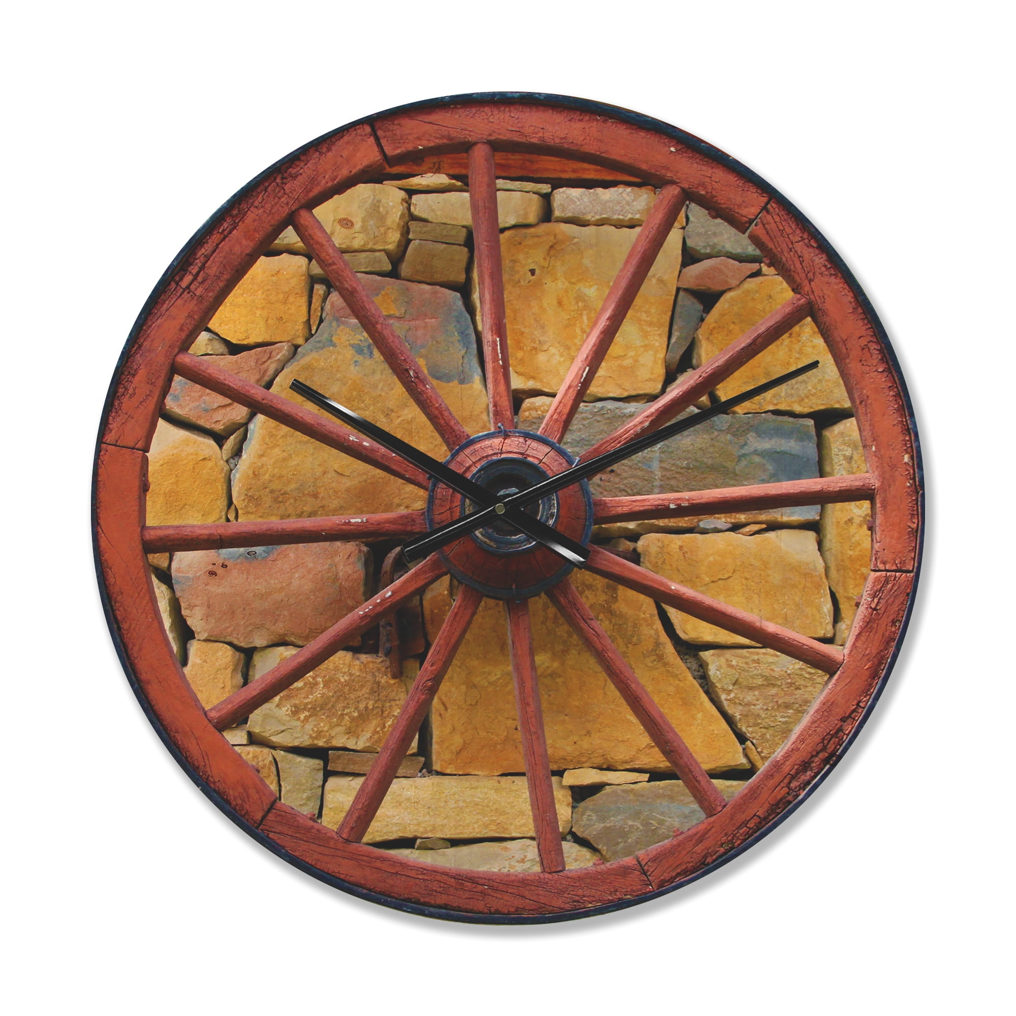 Designart Country Wooden Wheel Rustic Wood Wall Clock - Walmart.com
