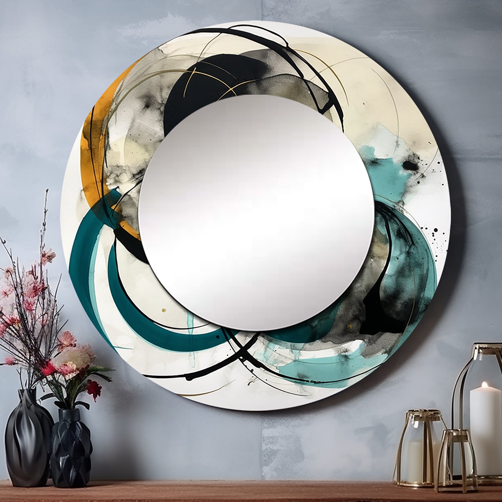 Designart "Olive Drifts in Minimalism" Minimalism Green Large Round ...