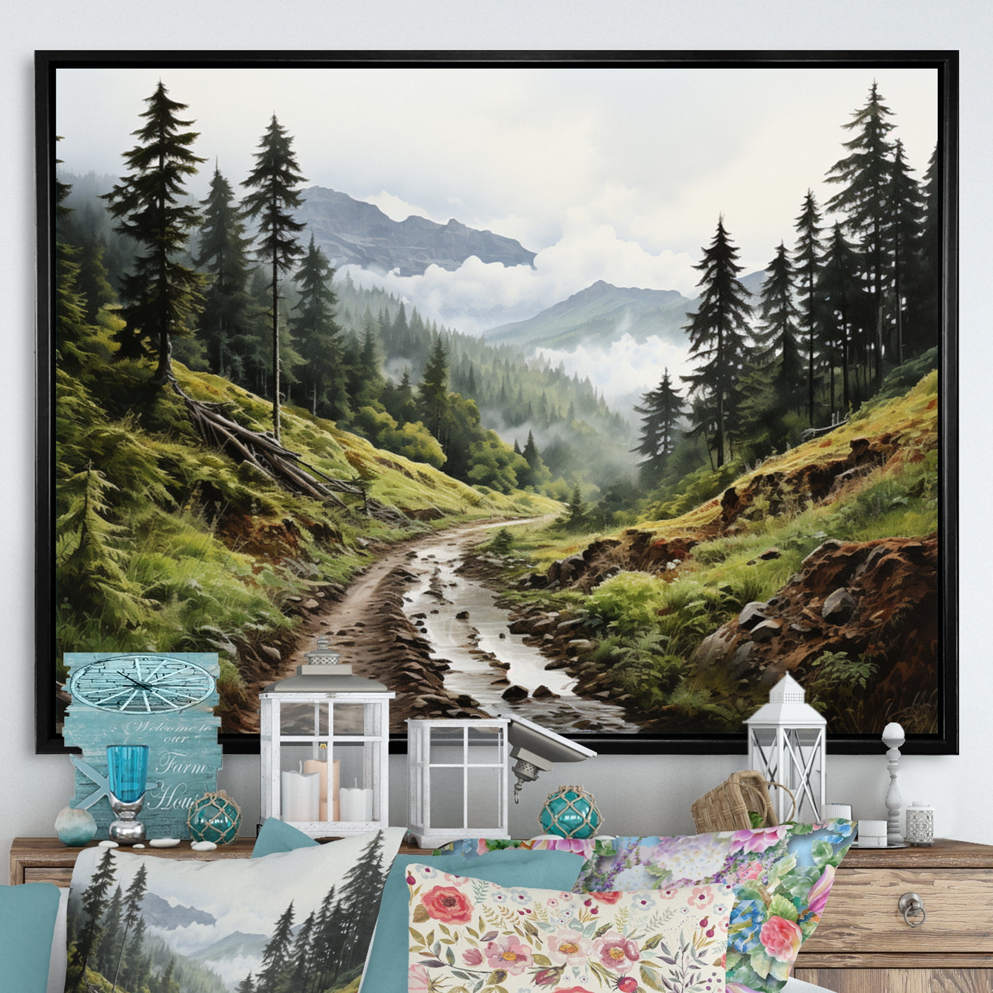 Designart "Olympic Greenery Forests of Olympic National Park III" Landscapes Floater Framed Wall ...