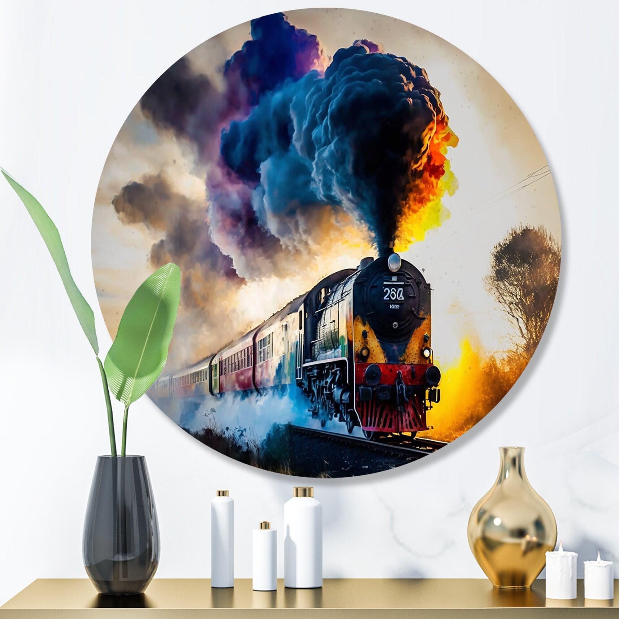 Designart "On the Move Rolling Rails I" Transportation Train Metal ...