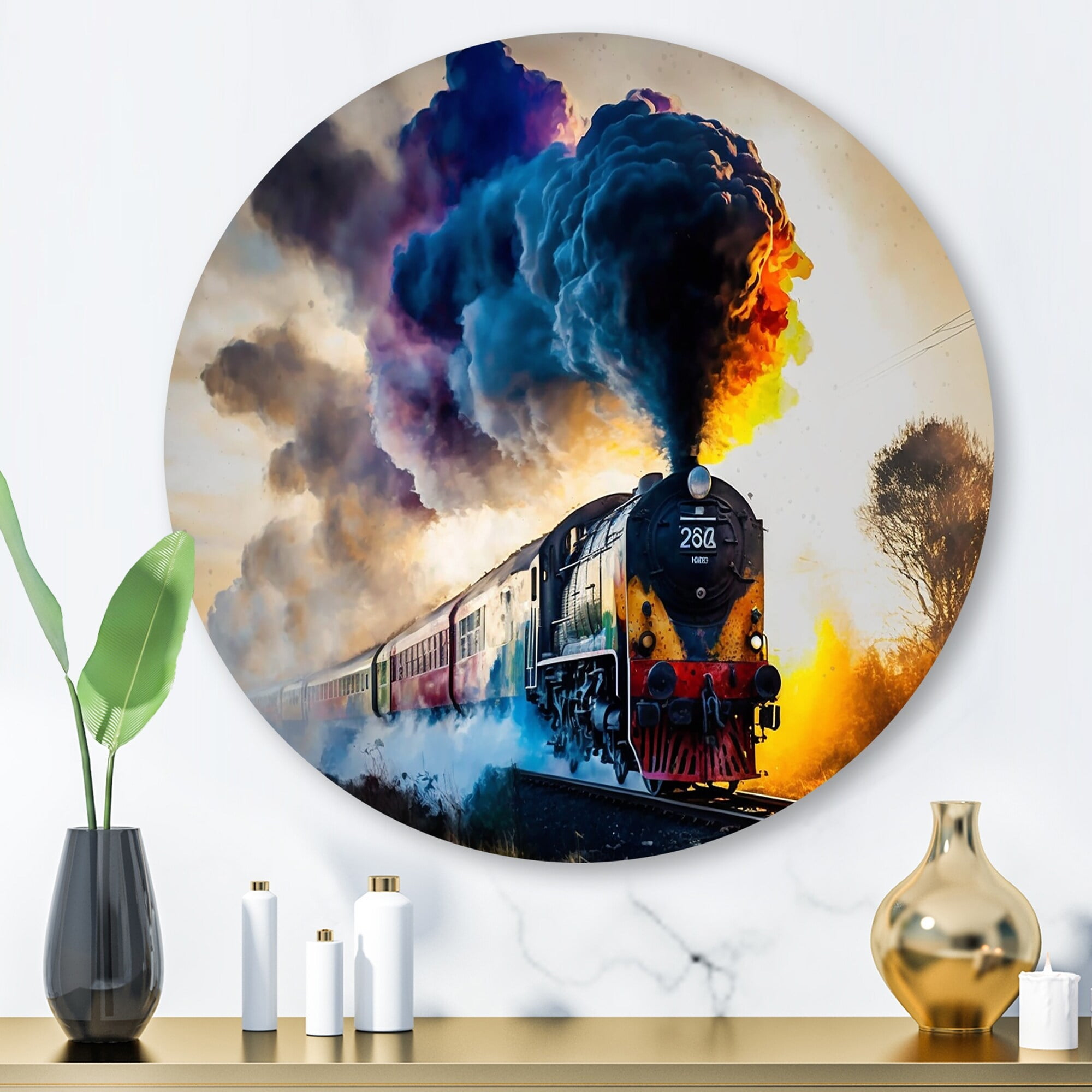 Designart "On the Move Rolling Rails I" Transportation Train Metal ...