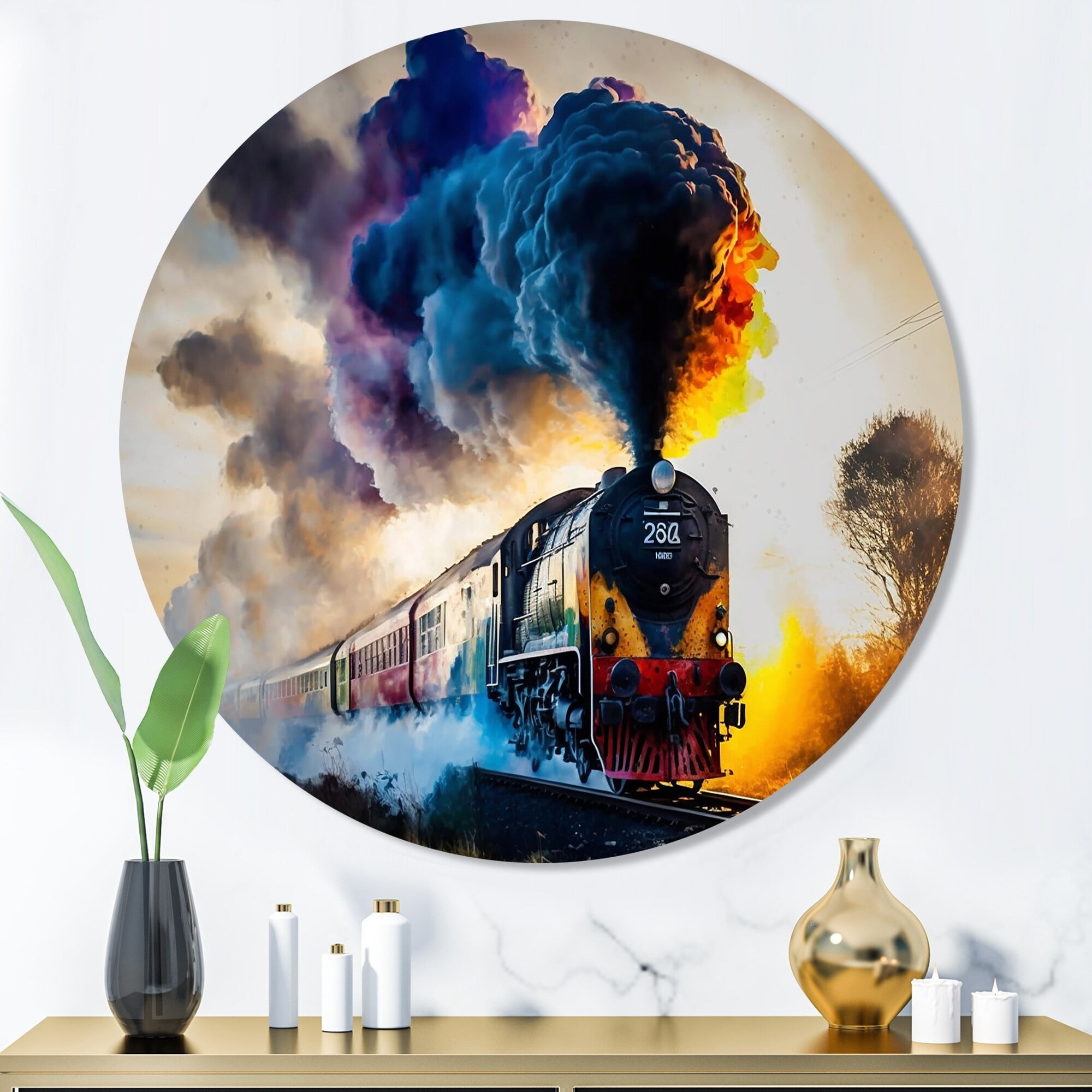 Designart "On the Move Rolling Rails I" Transportation Train Metal ...