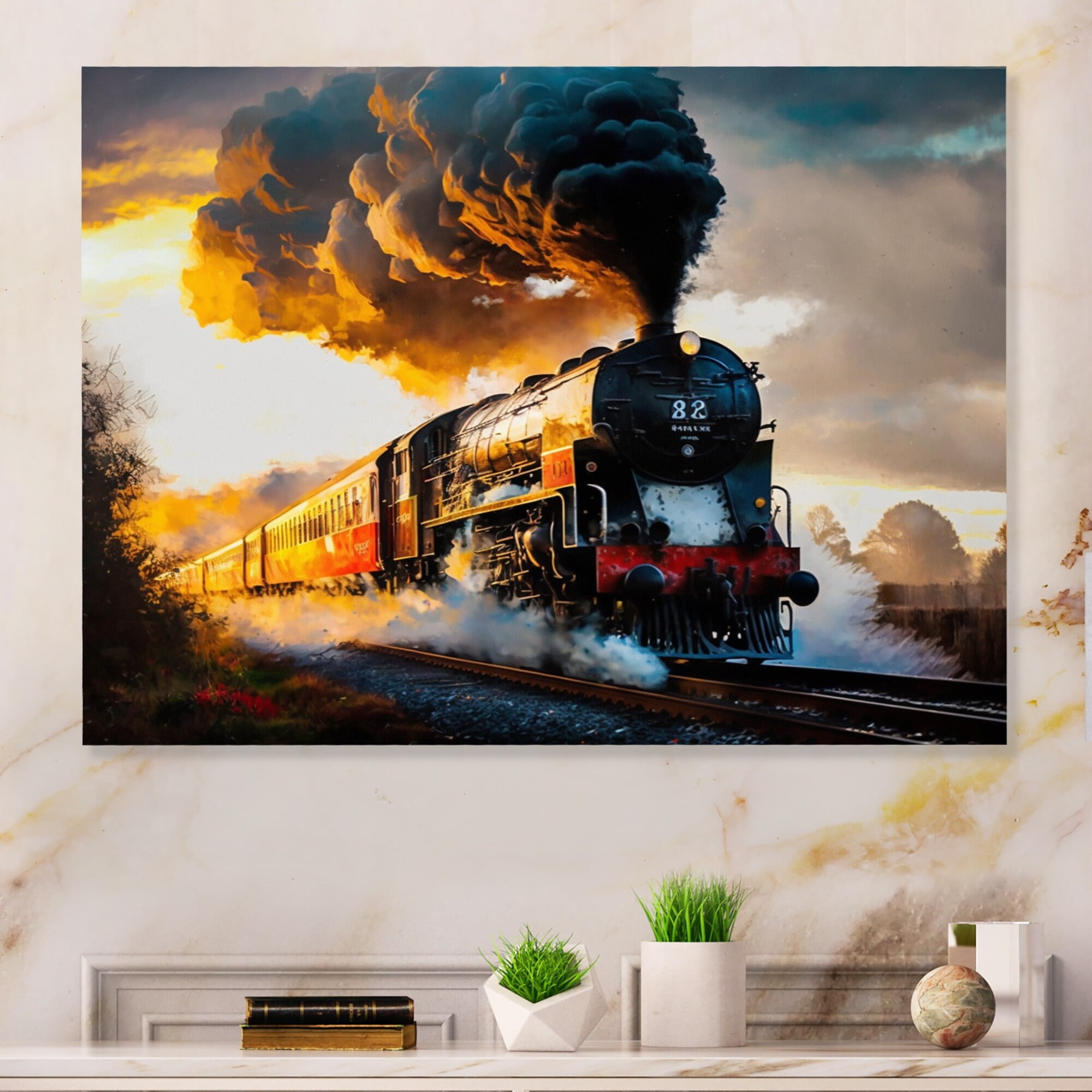 Designart "On the Move Rolling Rails II" Transportation Train Metal Art ...