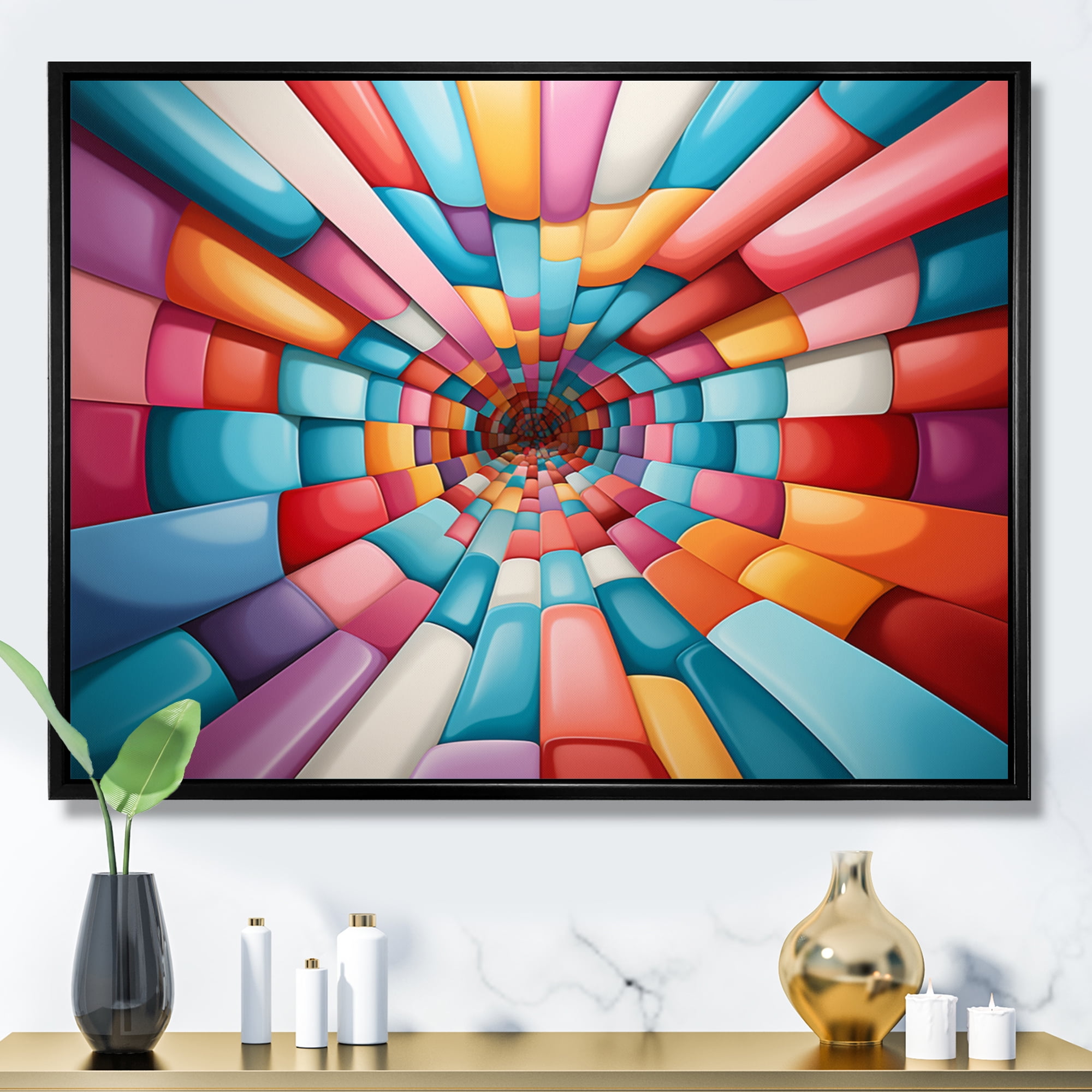 Designart "Op Art VORTEX II" Modern Floater Framed Wall Decor - Walmart.com