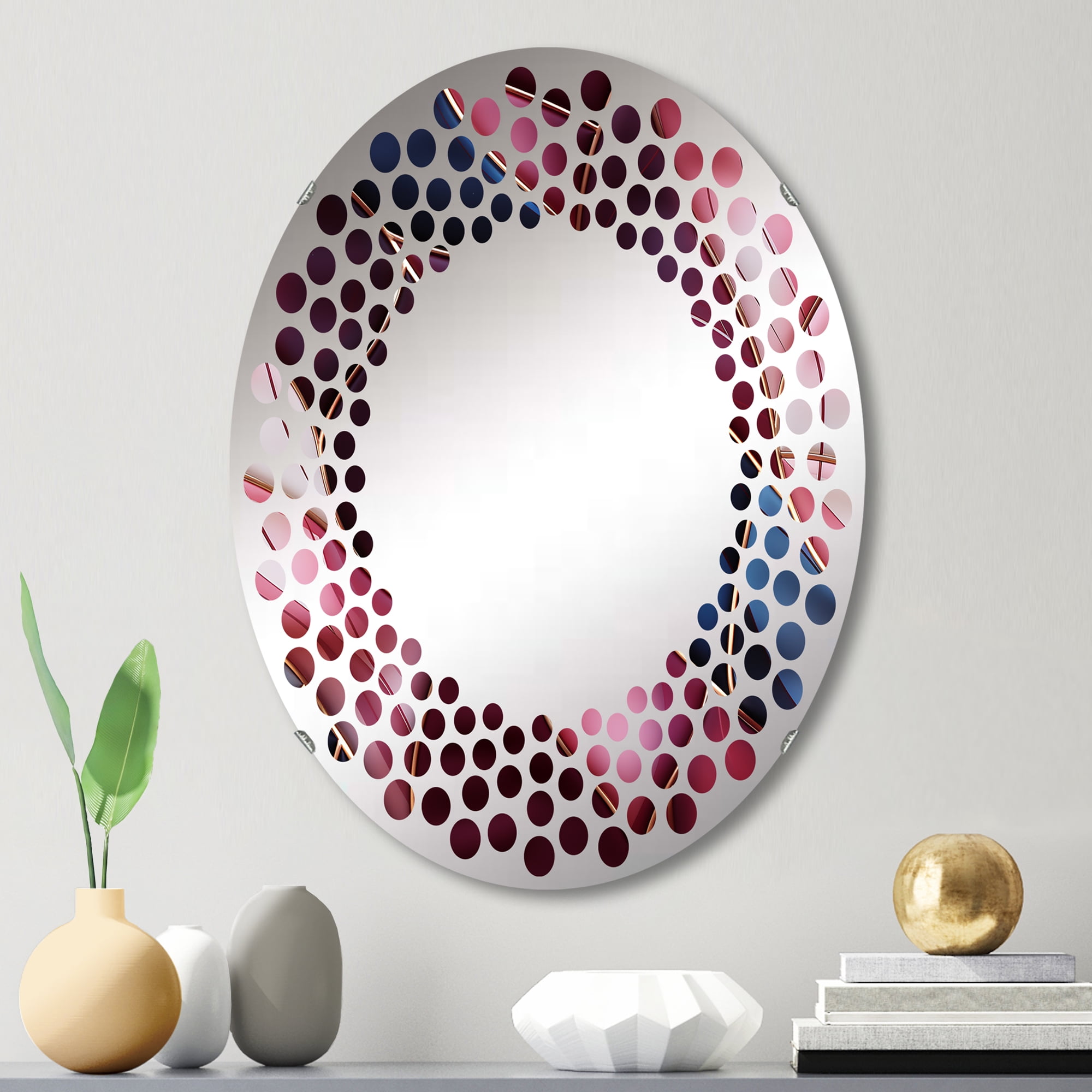 Designart "Opulent Deep Burgundy Marble Elegance" Marble Polka Dot ...